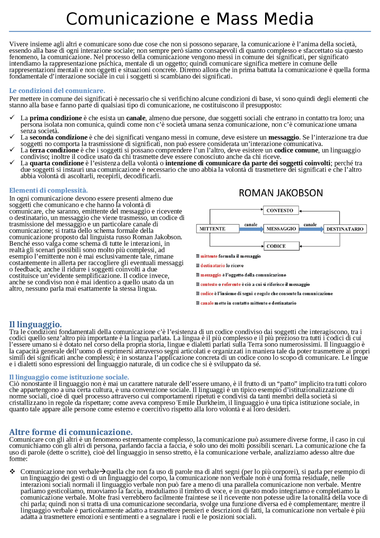 Comunicazione e Mass Media sociologia. - Docsity