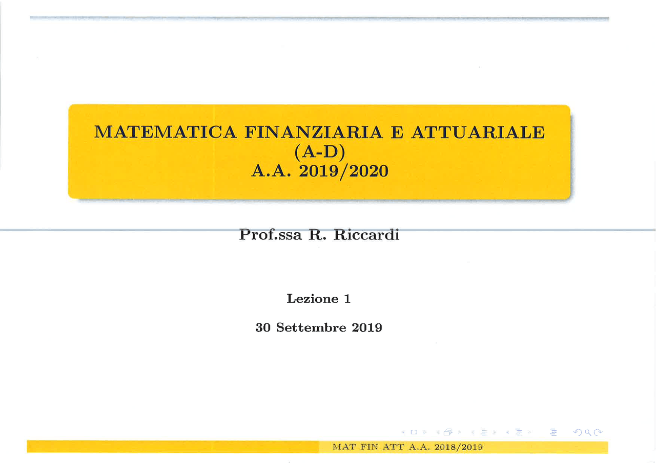 Materiale Didattico Di Matematica Finanziaria E Attuariale Docsity