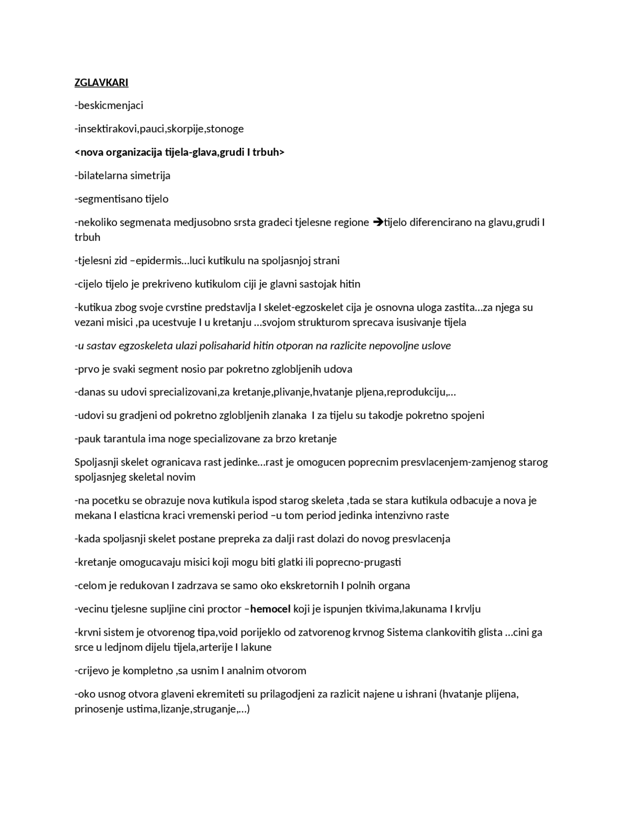 Zglavlari,paukoliki zglavkari,rakovi,stonoge,insekti | Skripte' predlog ...