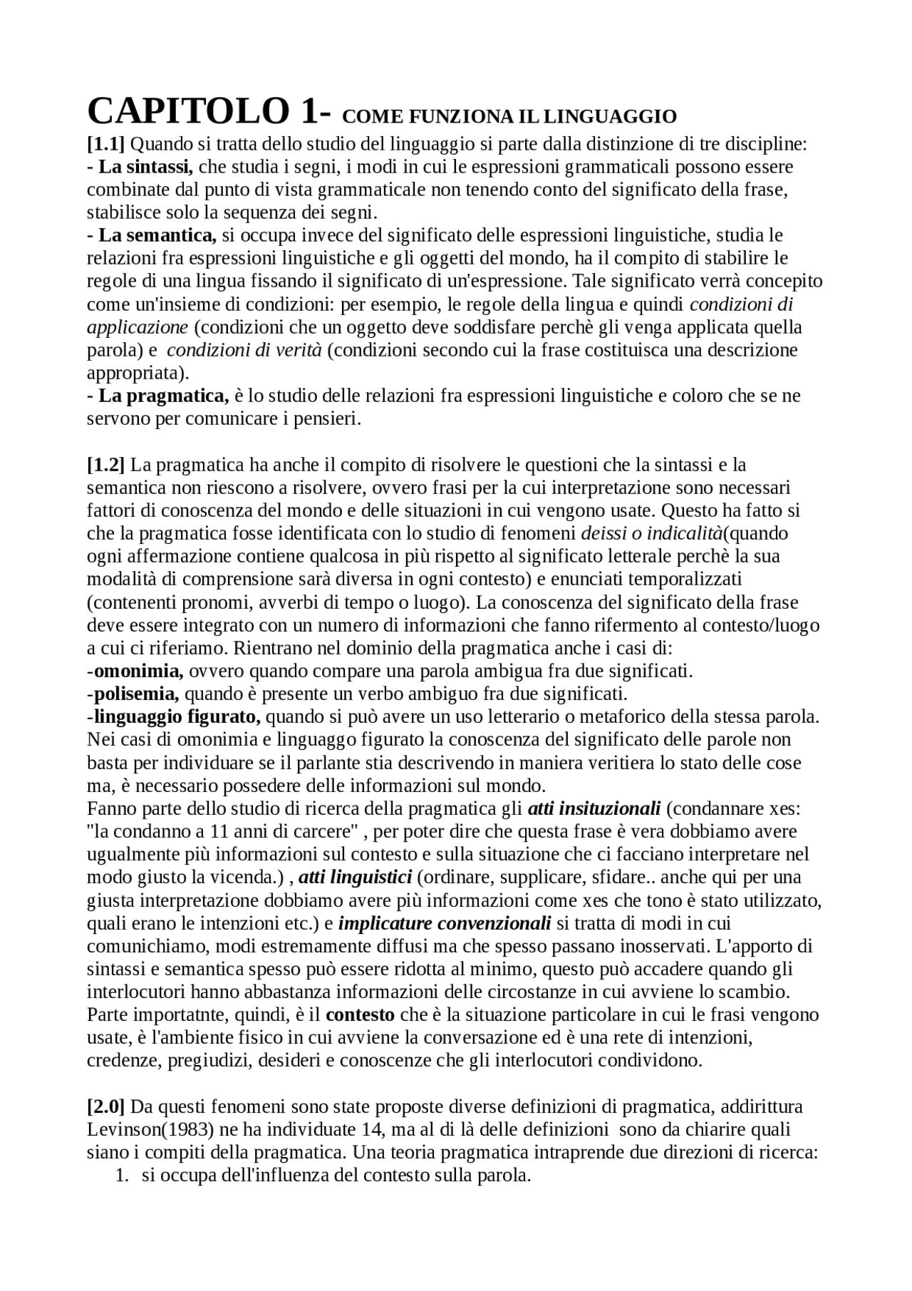 Pragmatica Del Linguaggio Docsity