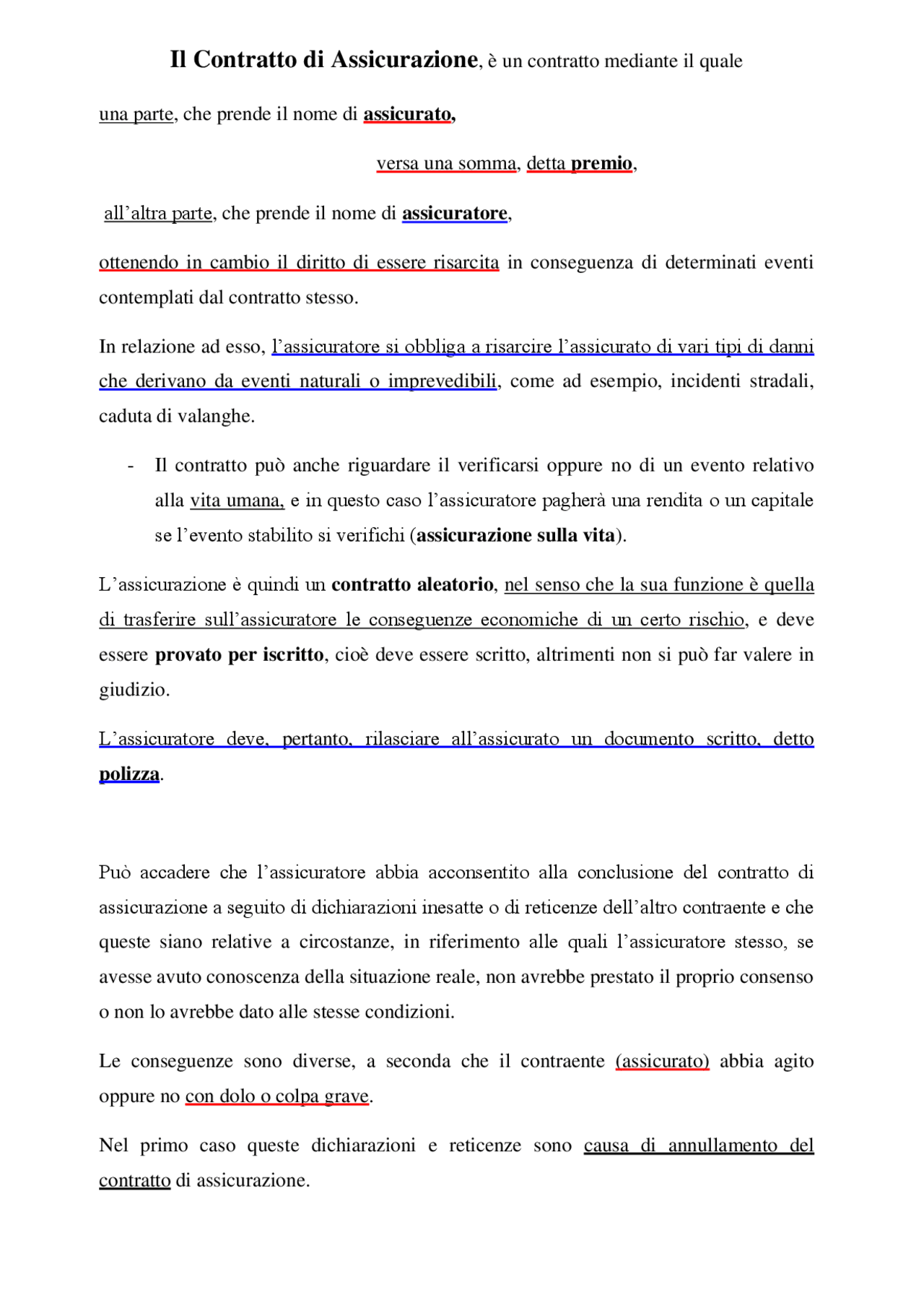 Contratto Di Assicurazione In Generale Docsity
