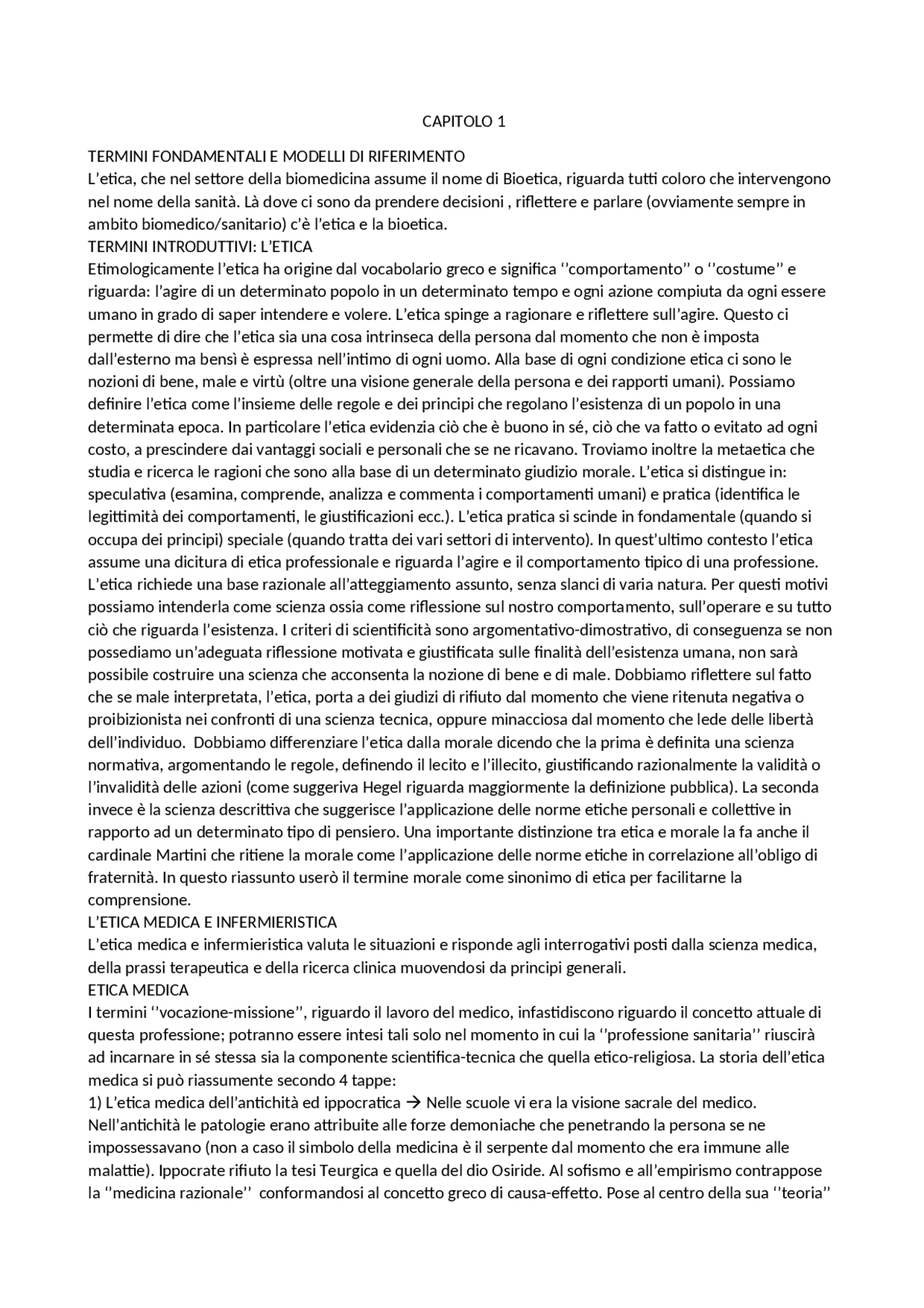 Riassunto Bioetica 2020 Docsity