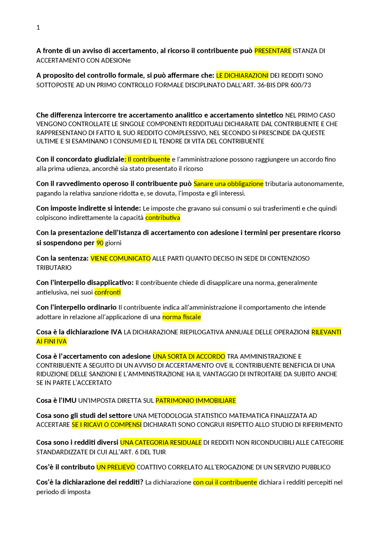 Paniere Risposte Multiple Di Diritto Tributario Panieri Di Diritto