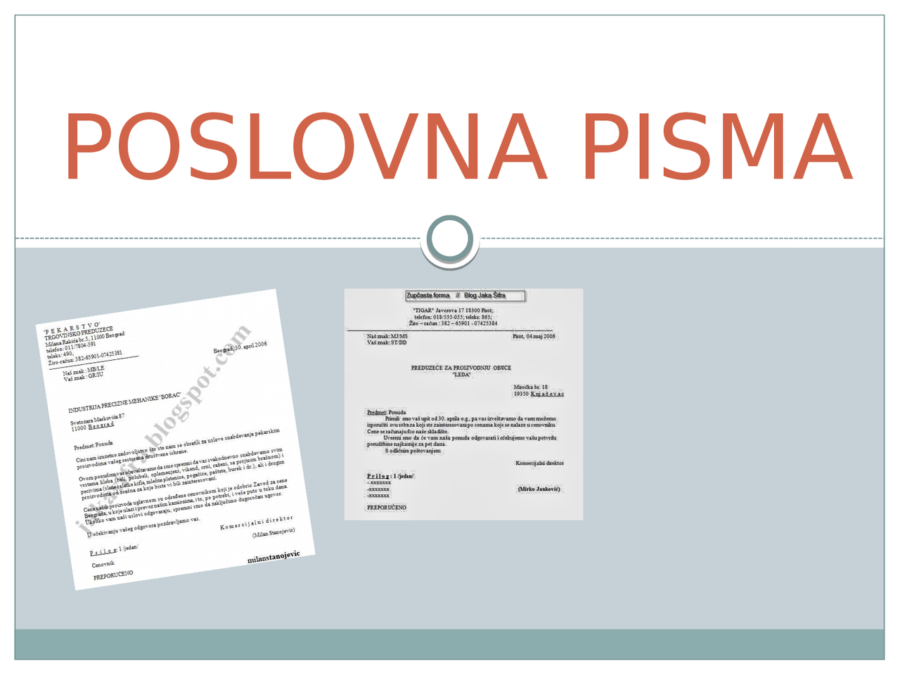 Poslovna pisma ekonomija | Slajdovi' predlog Ekonomija | Docsity