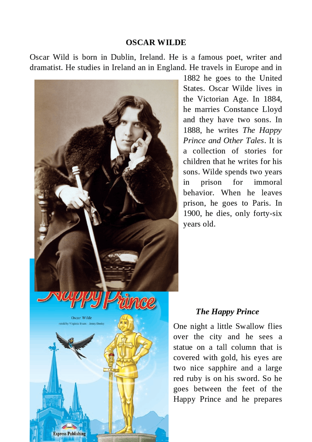 Oscar Wilde, The Happy Prince and Other Tale - Docsity