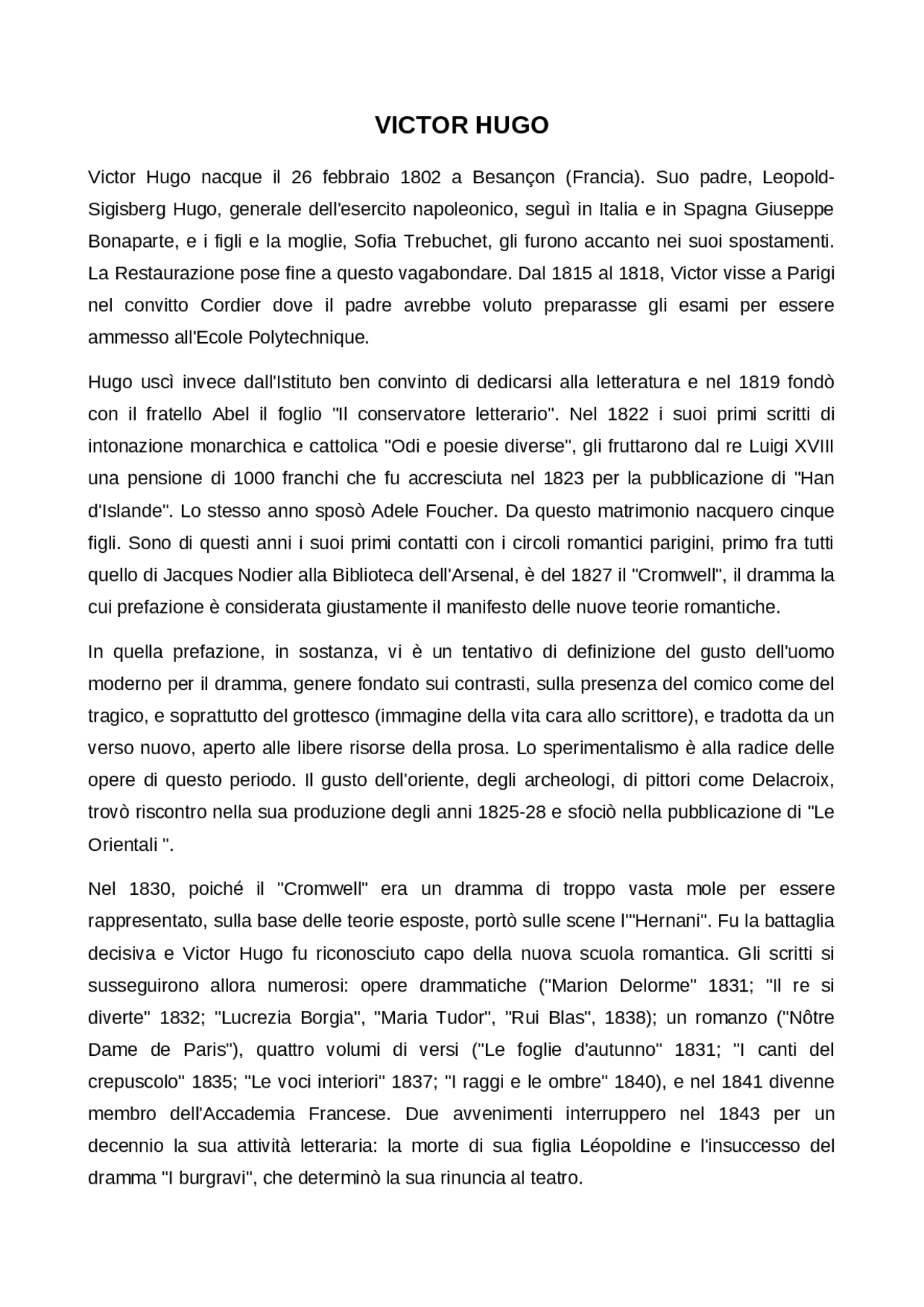 Biografia Victor Hugo Docsity