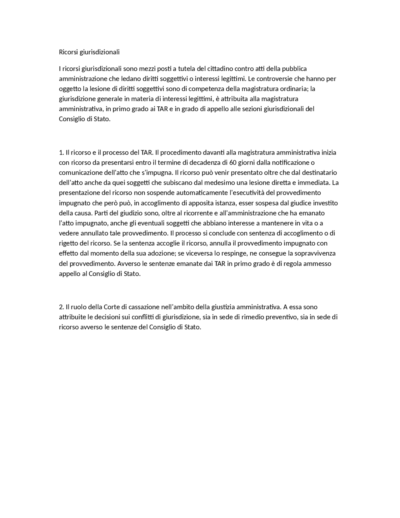Ricorsi Giurisdizionali Docsity