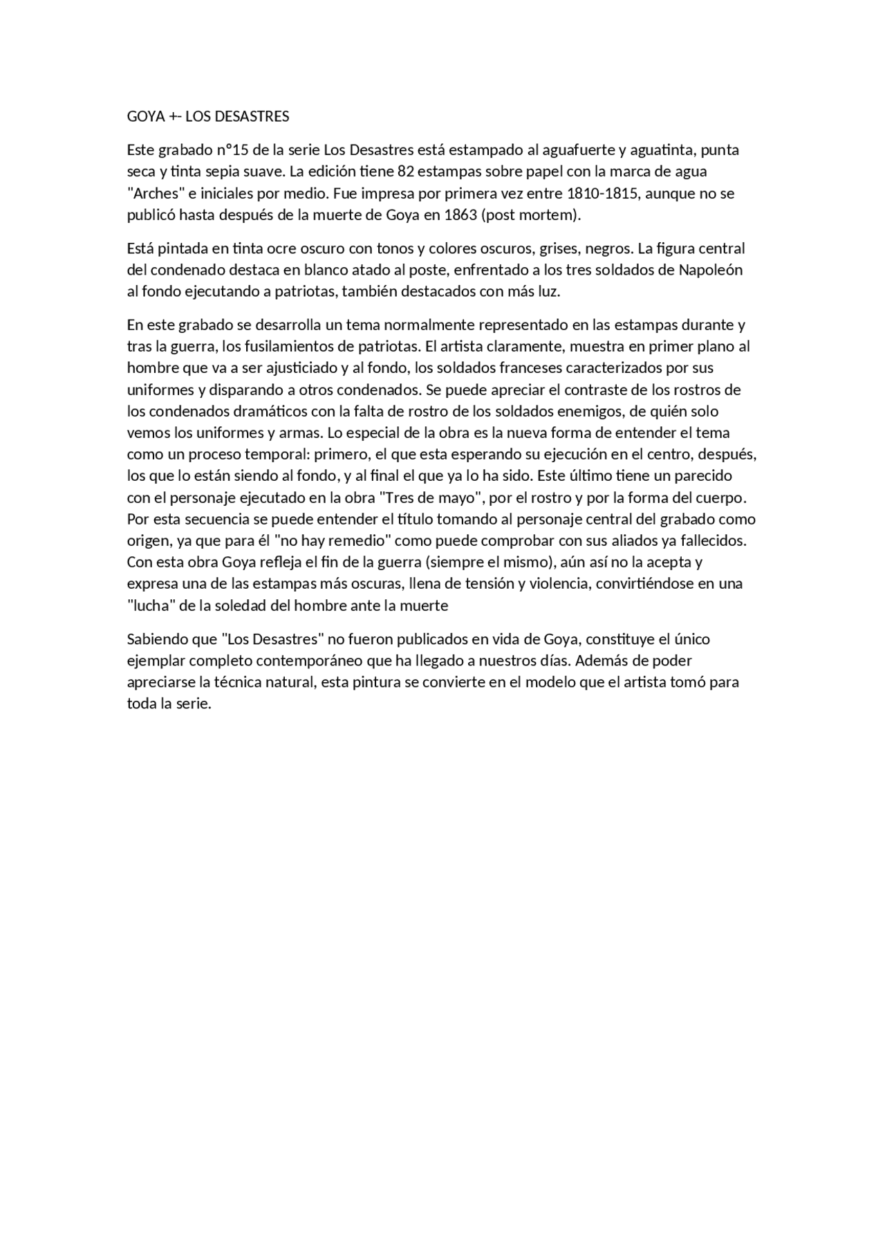 Desastre numero 15. Goya - Docsity
