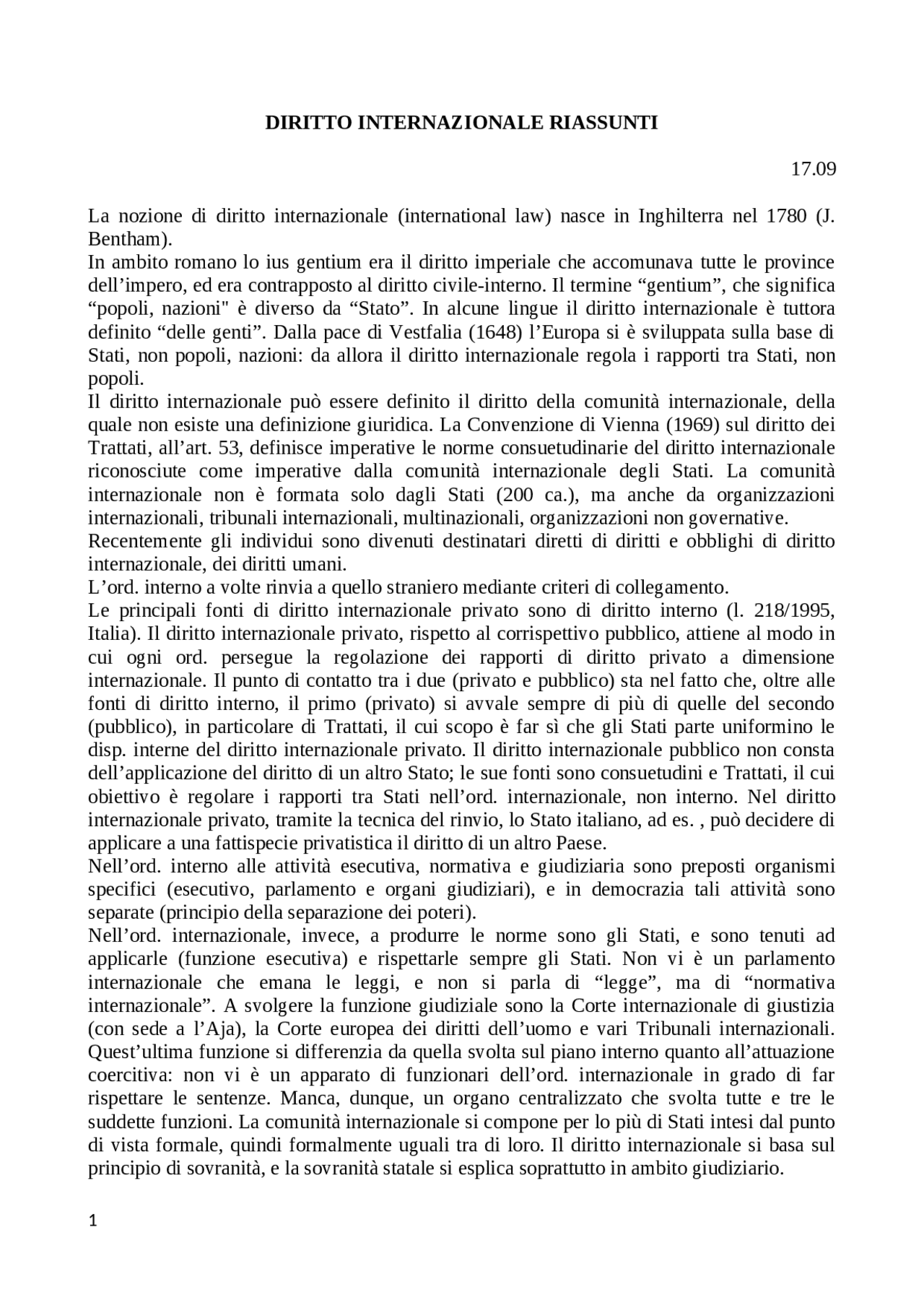 Diritto Internazionale Docsity