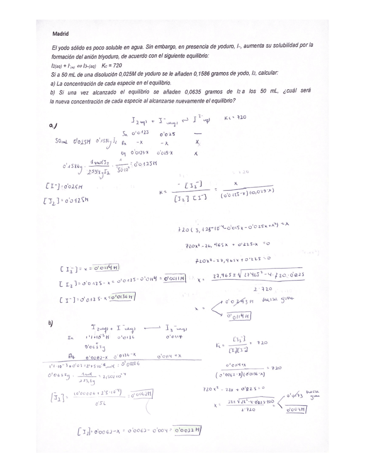 Exercicis Selectivitat Equilibri Químic Docsity