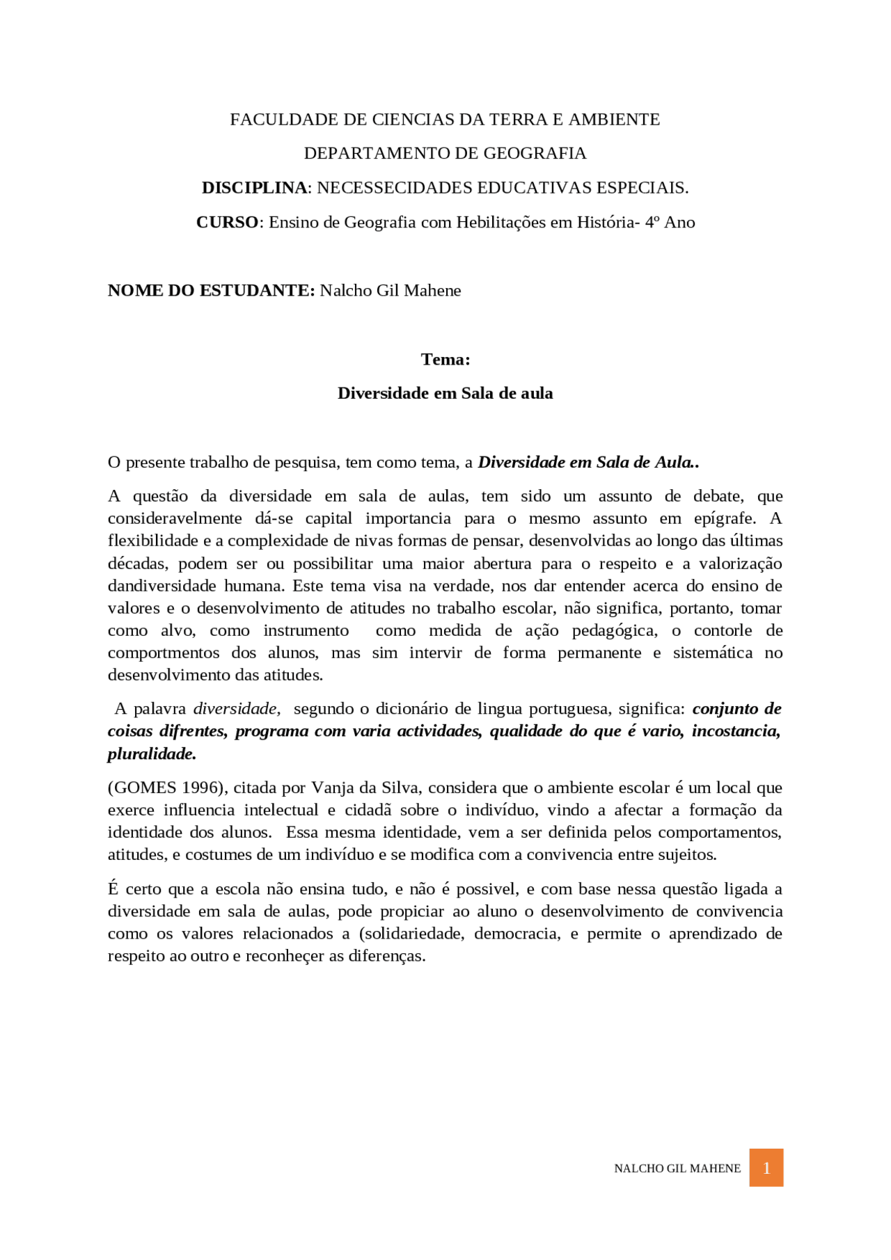 Diversidade Em Sala De Aulas Docsity