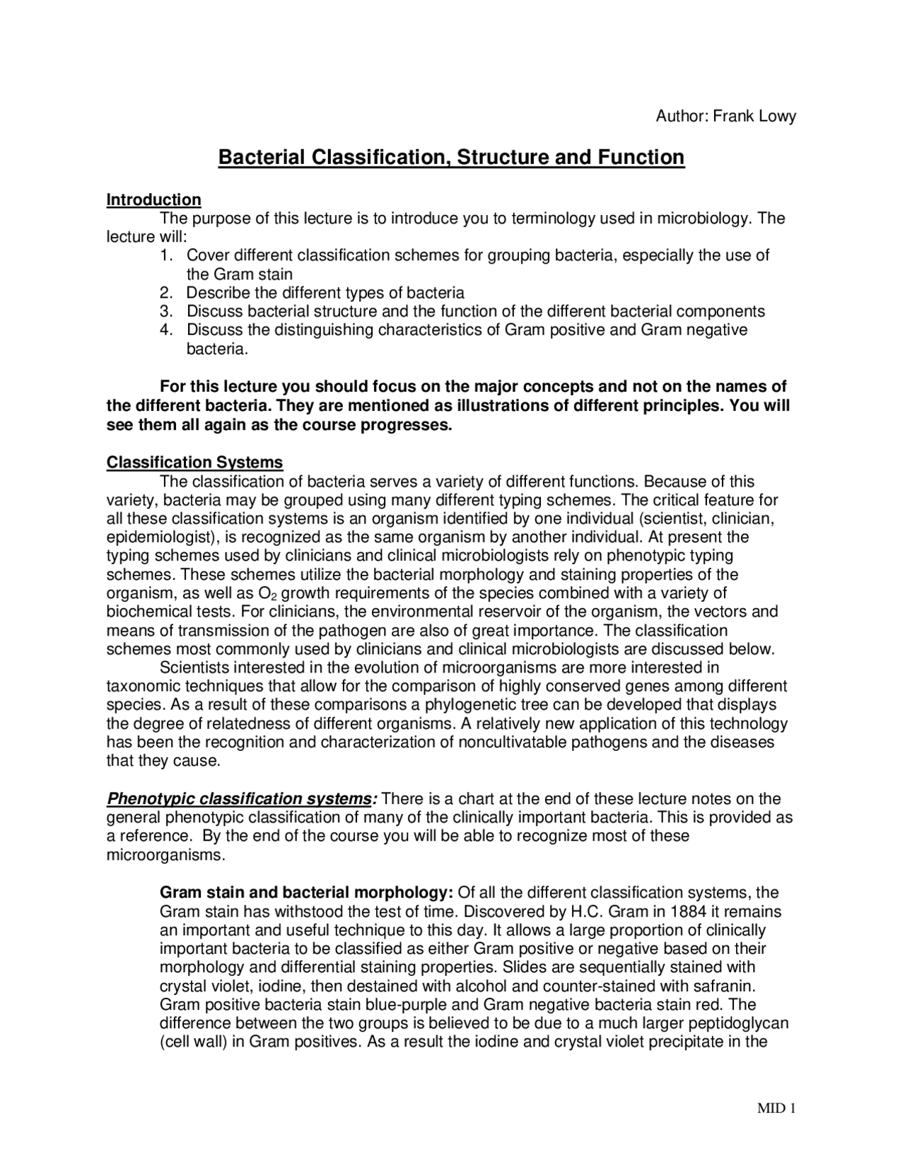 Bacterial Classification Structure And Fiction Docsity
