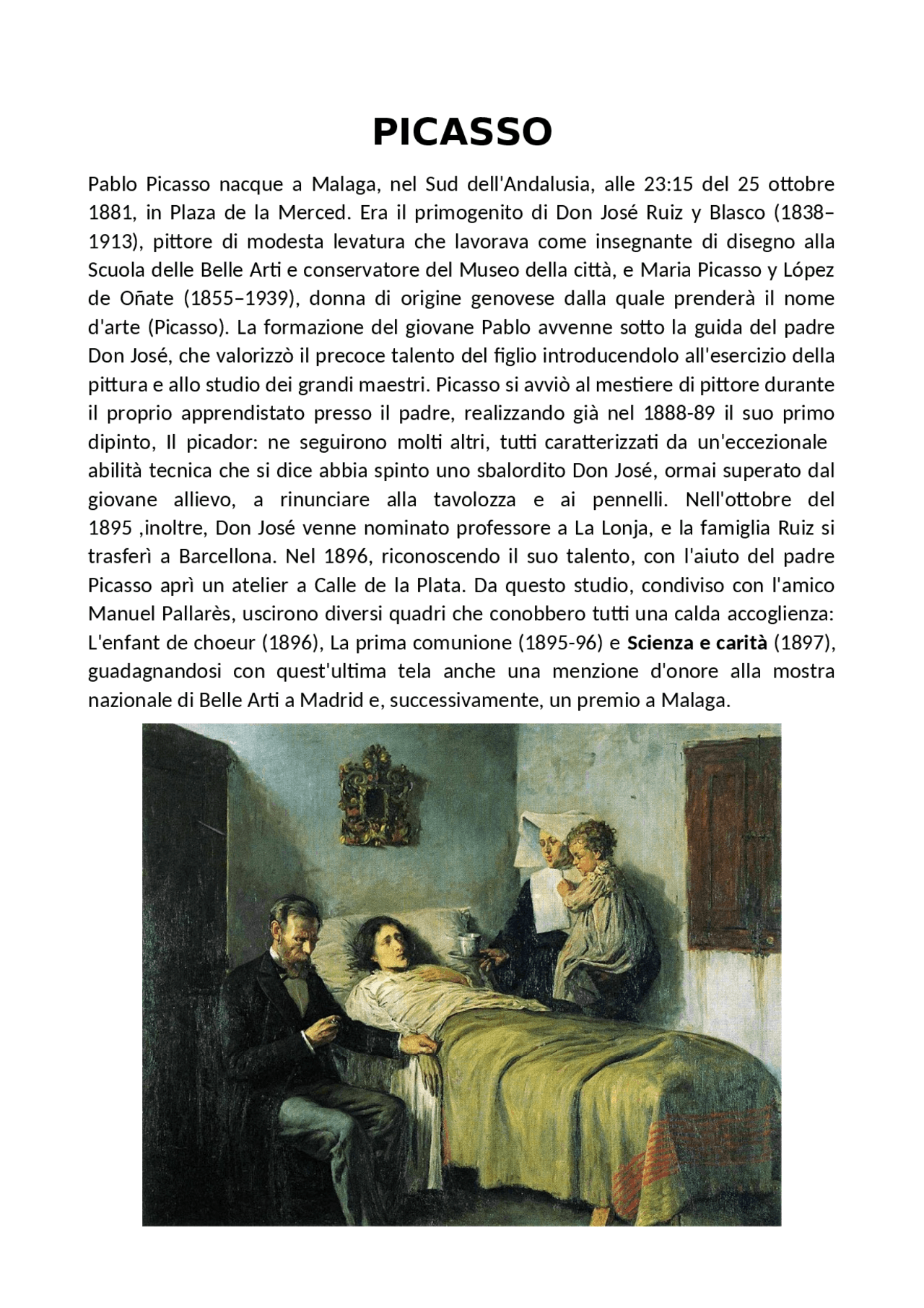 Pablo Picasso Biografia E Opere Docsity