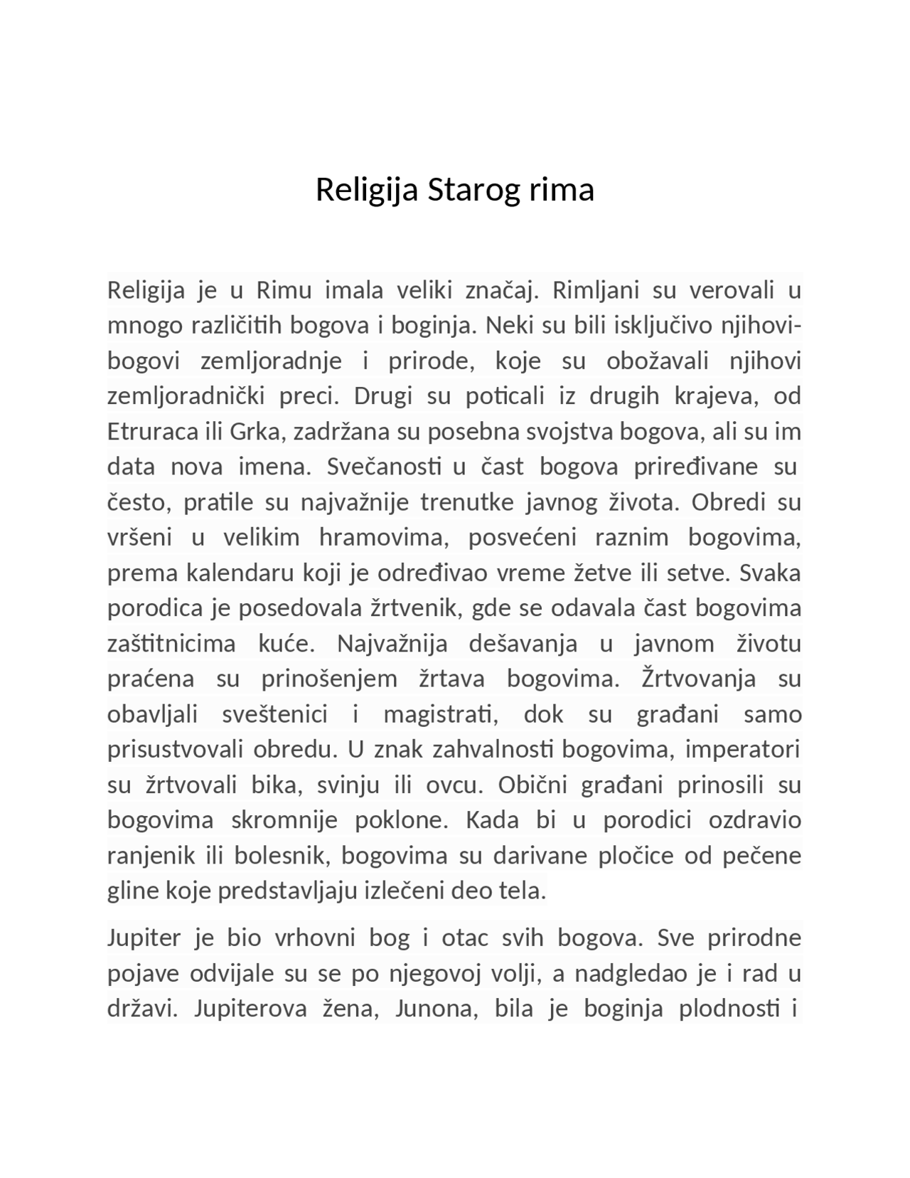 Religija Starog Rima | Beleške' predlog Istorija - Docsity