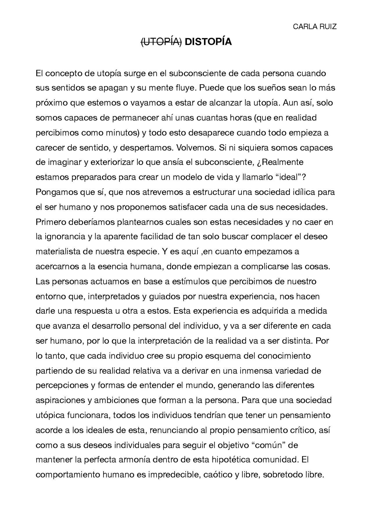 Disertación: ¿Deriva toda utopía en una distopía? - Docsity