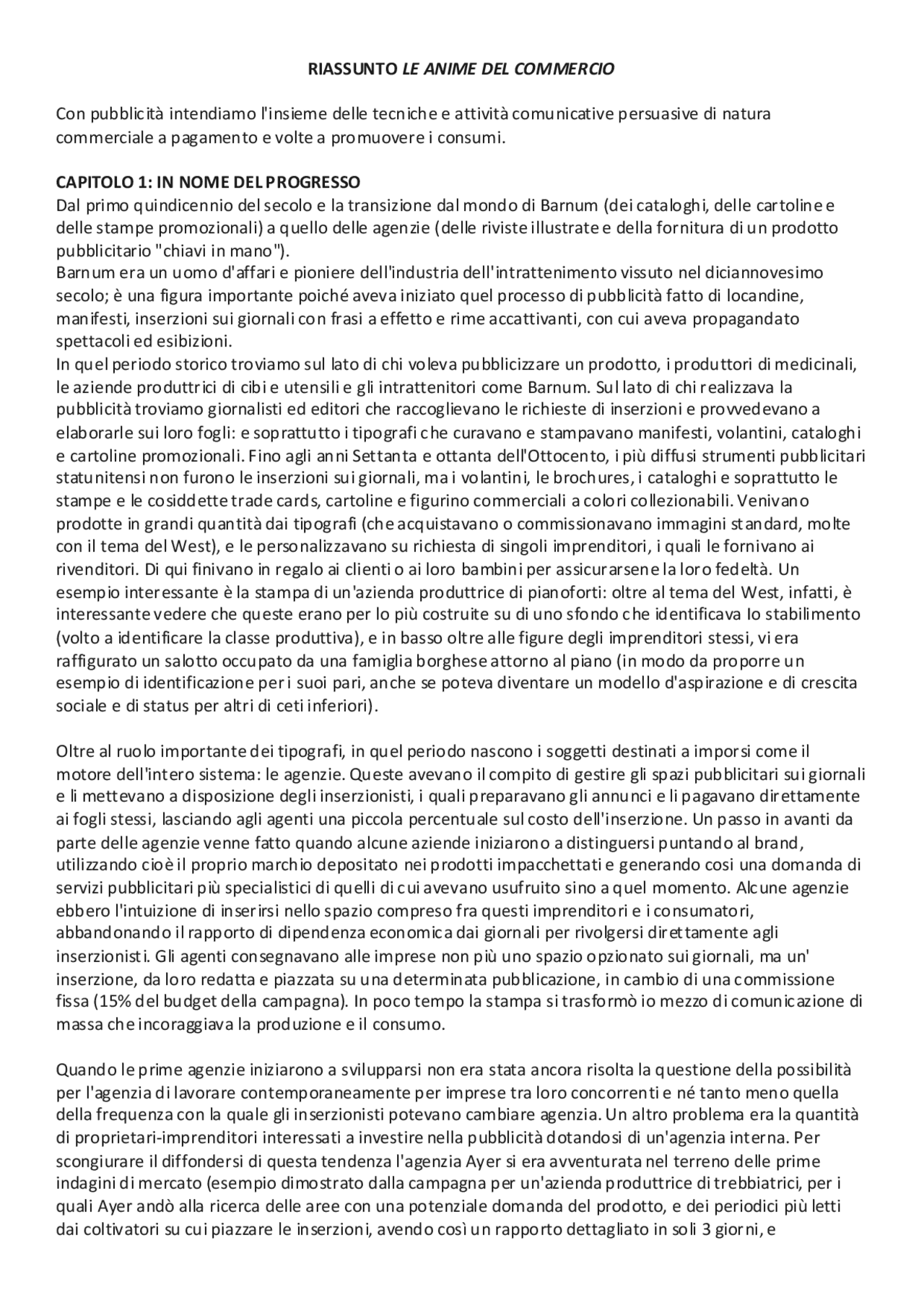 Riassunto Le Anime Del Commercio” Fernando Fasce Docsity