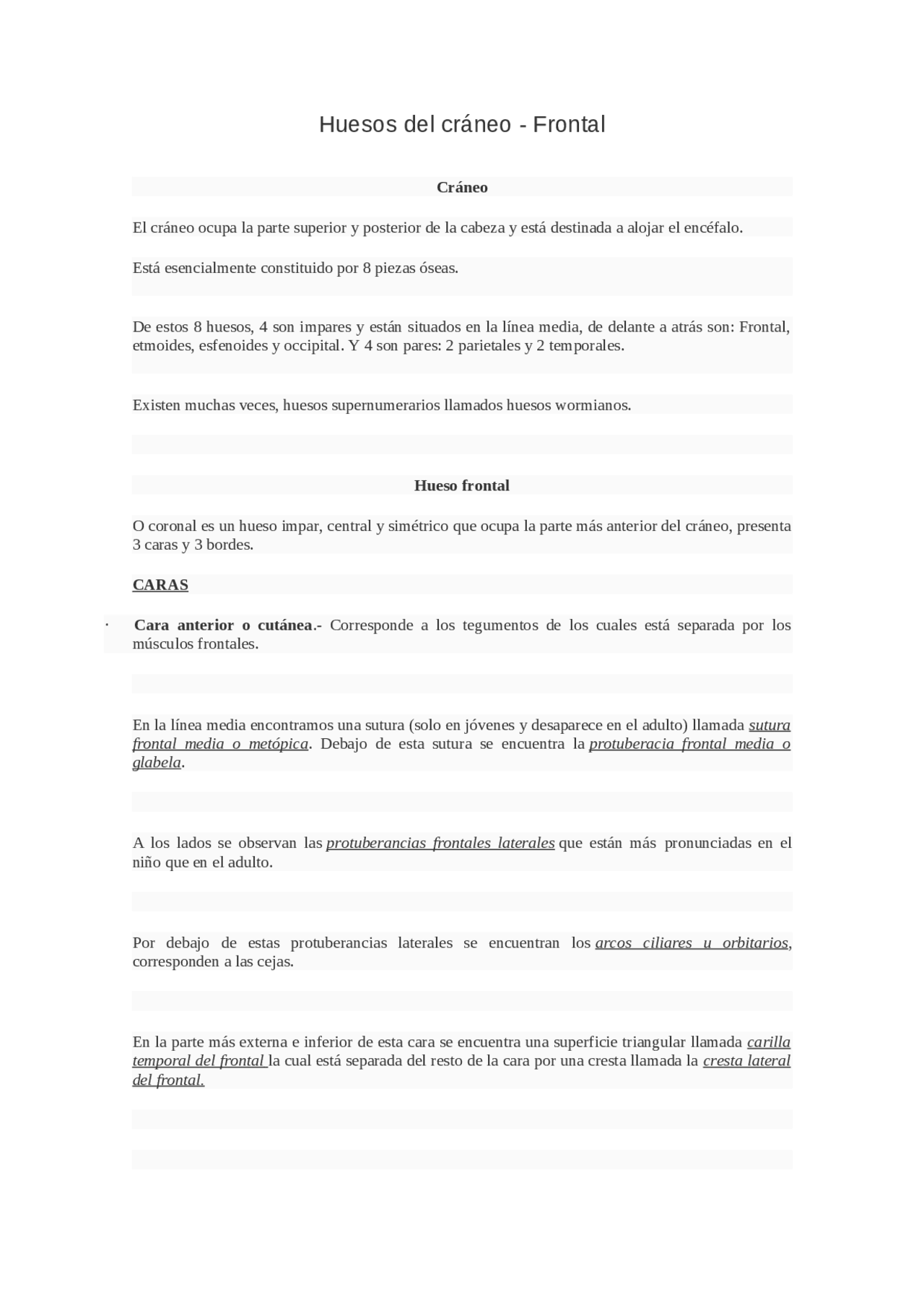 Resumo Hueso Frontal Docsity