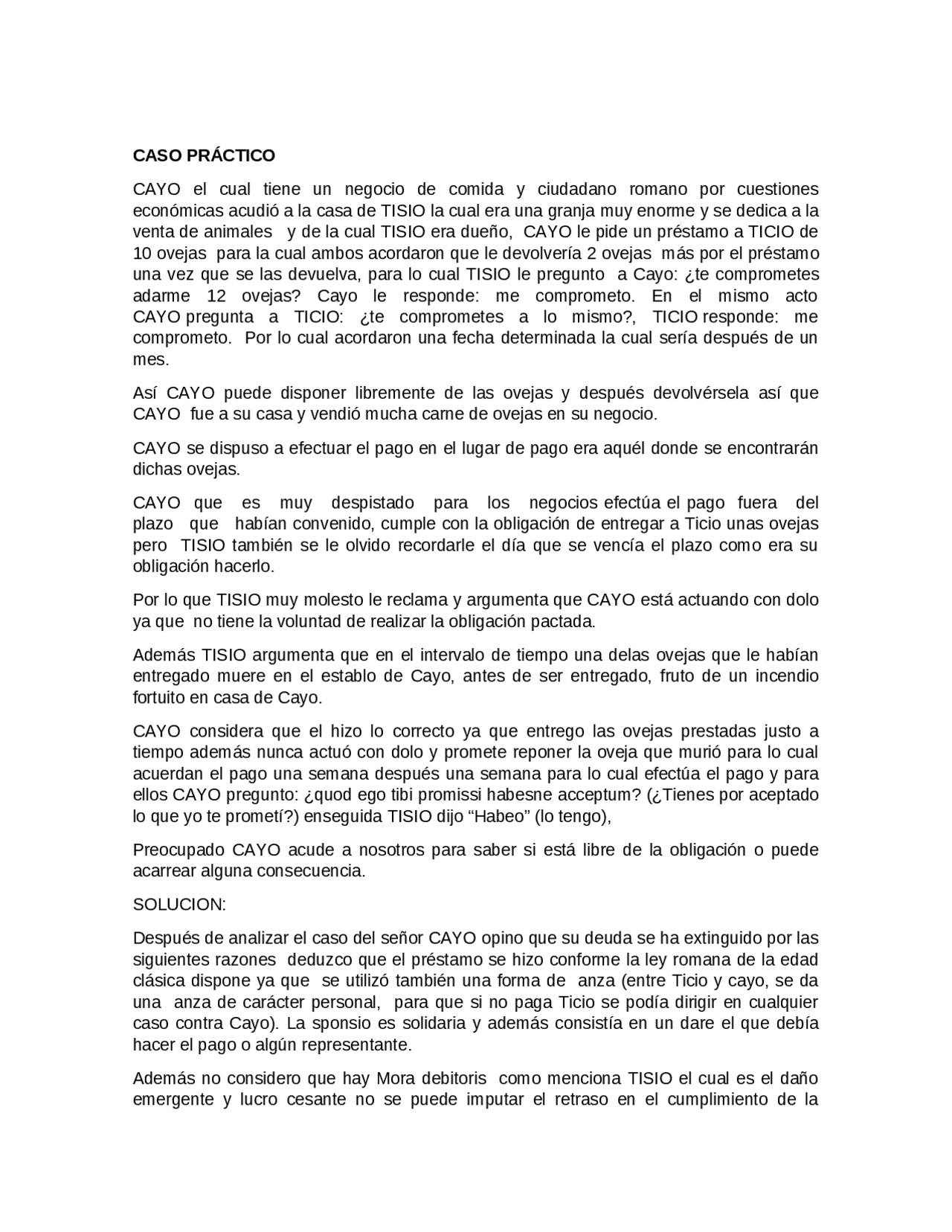 Caso Practico Derecho Romano Apuntes De Derecho Romano Docsity