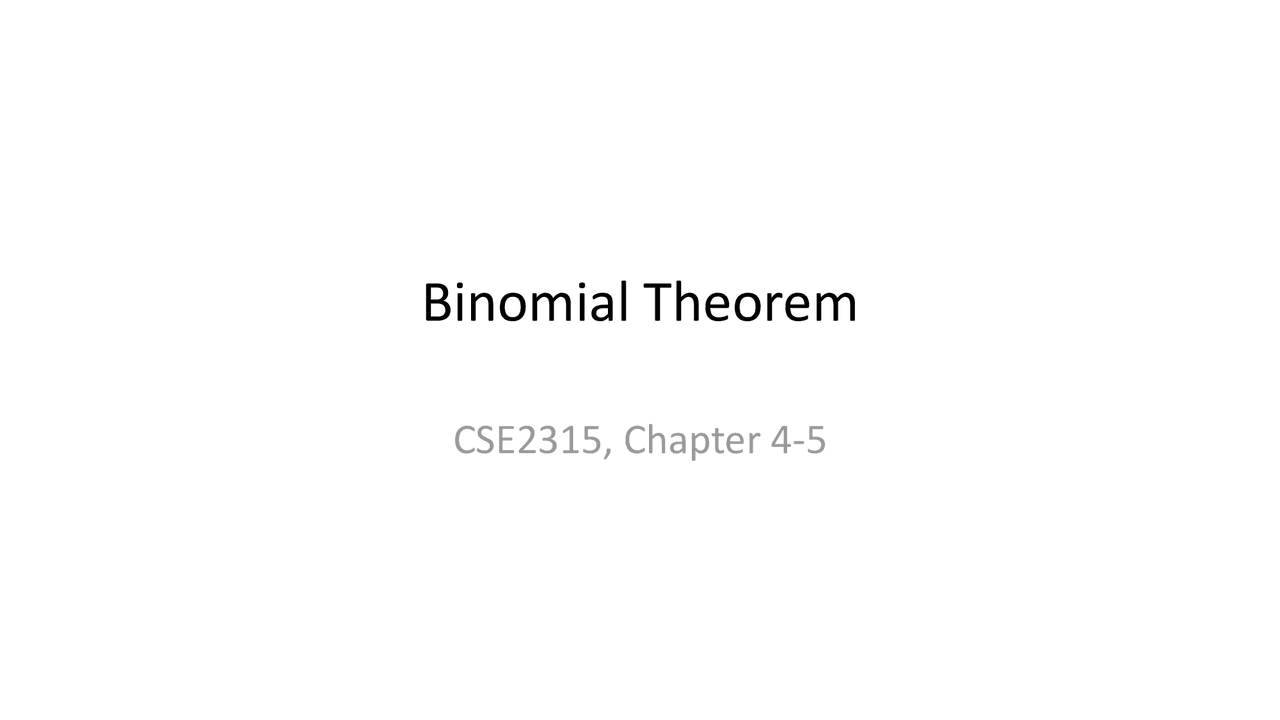 Binomial Discrete Math Docsity