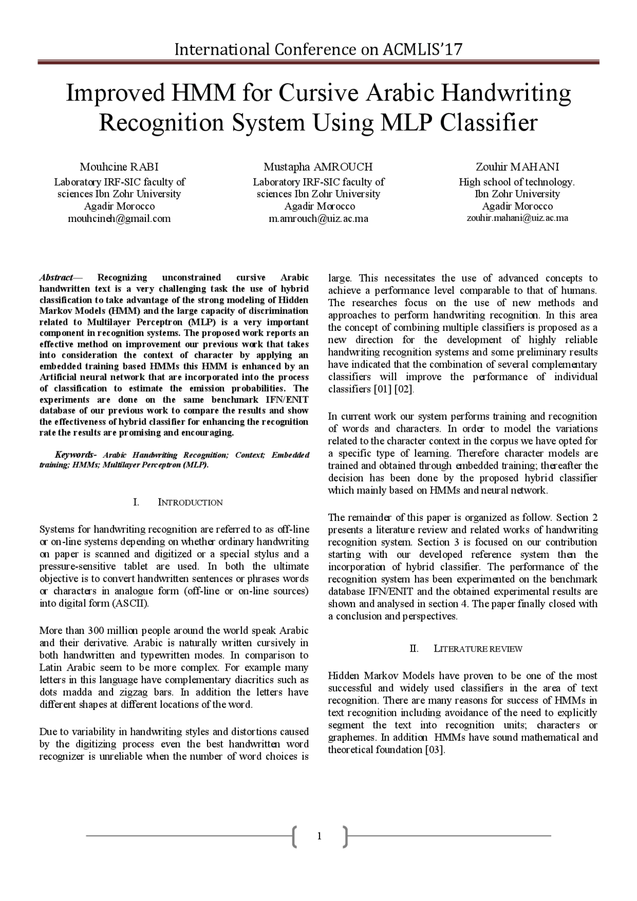 ACMLIS Conference MAchine Learning - Docsity