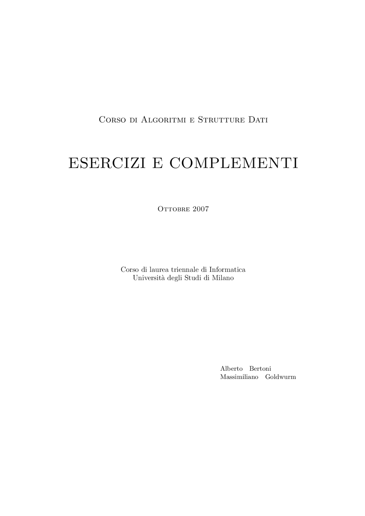 Esercizi Algoritmi e Strutture Dati - Docsity