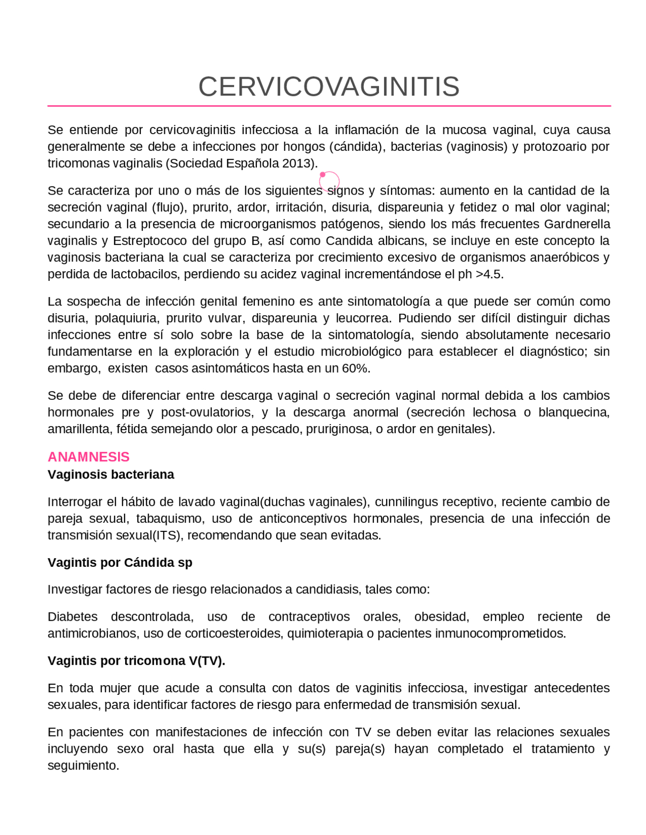 Cervicovaginitis | Apuntes de Ginecología | Docsity