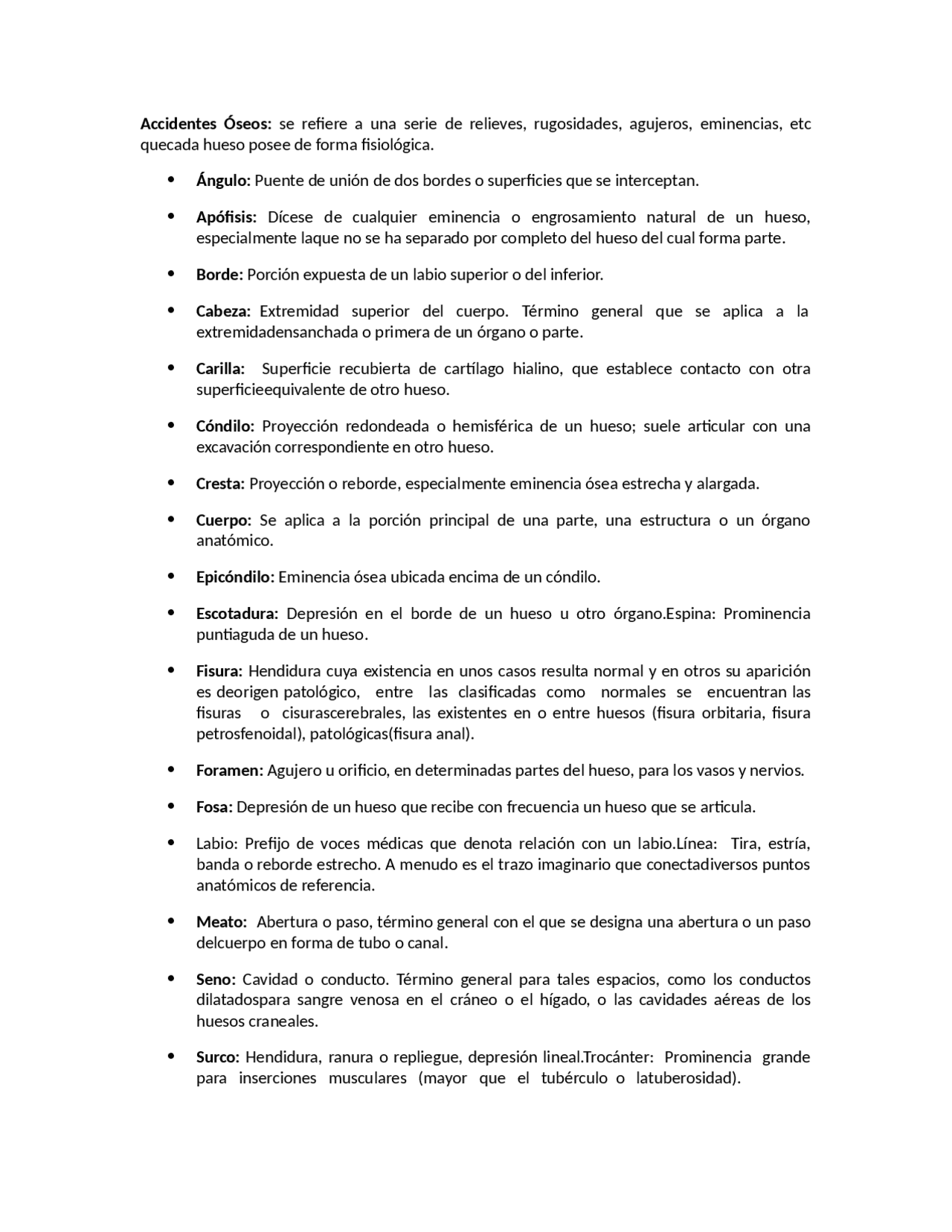 Accidentes Oseos De Huesos Apuntes De Anatomía Docsity
