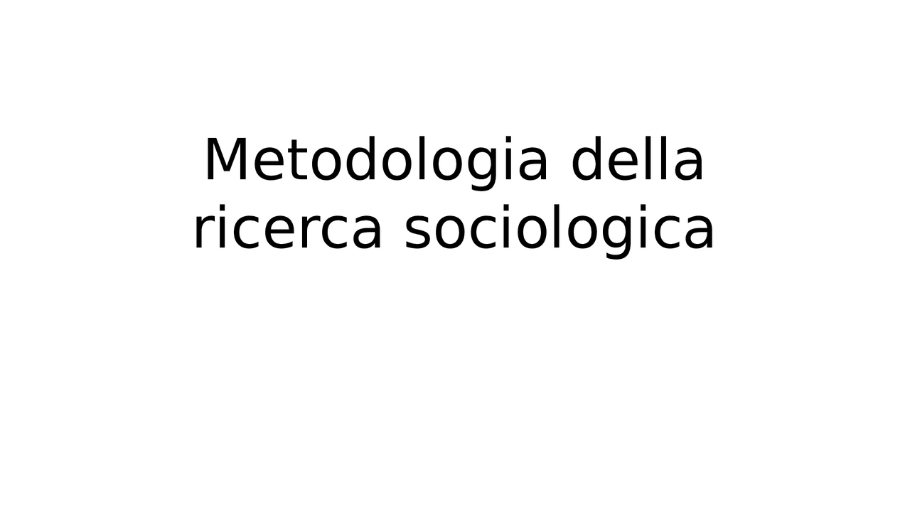 Metodologia Della Ricerca Sociale Docsity