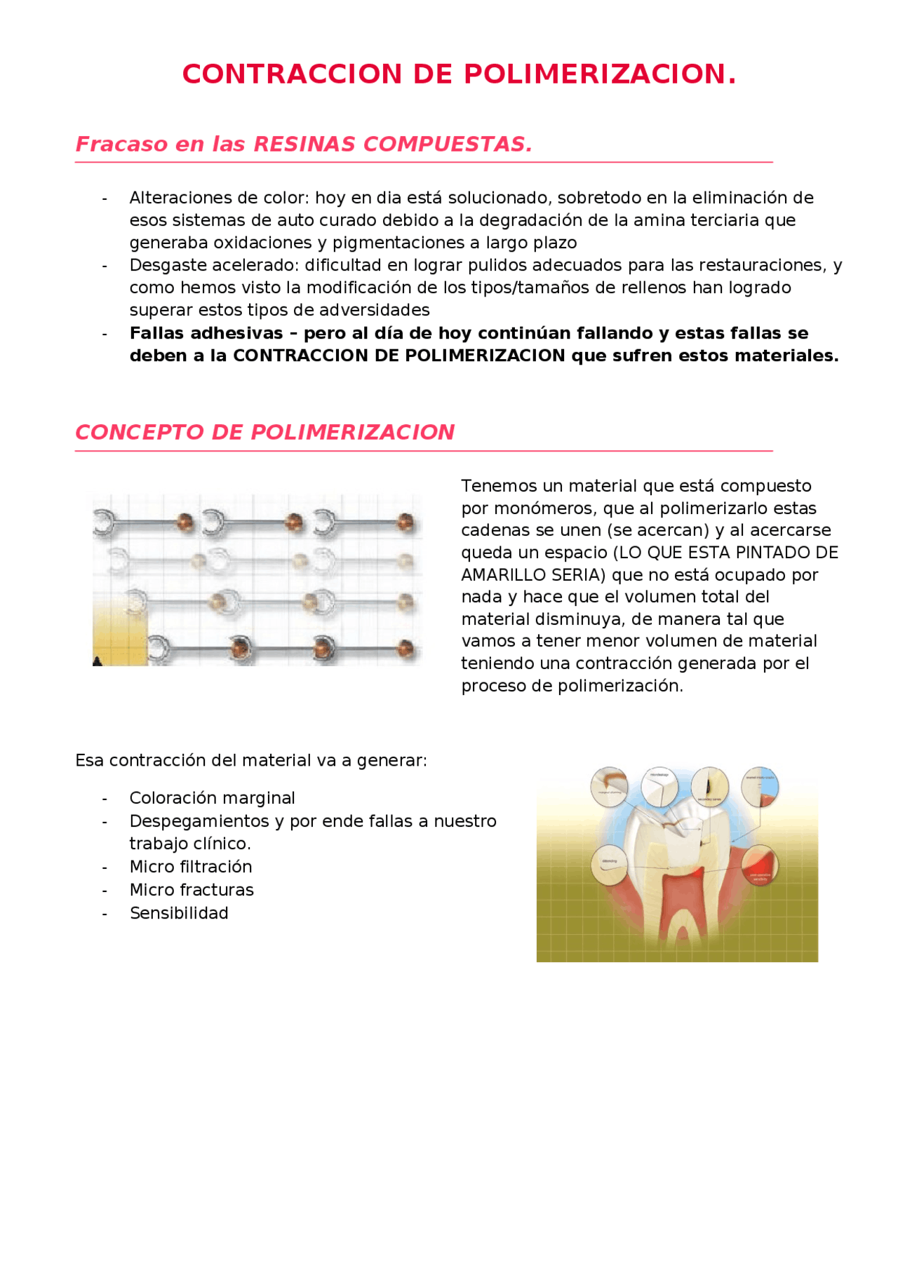 Materiales contraccion de Polimerizacion - Docsity