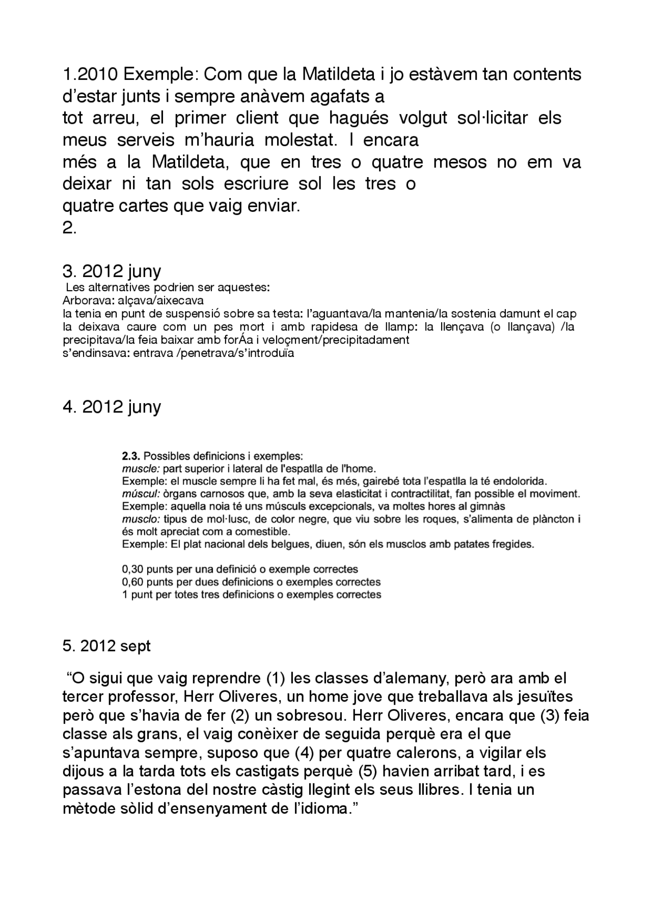 Exercicis Català Examens Pau Solucions Ejercicios De Catalán Docsity