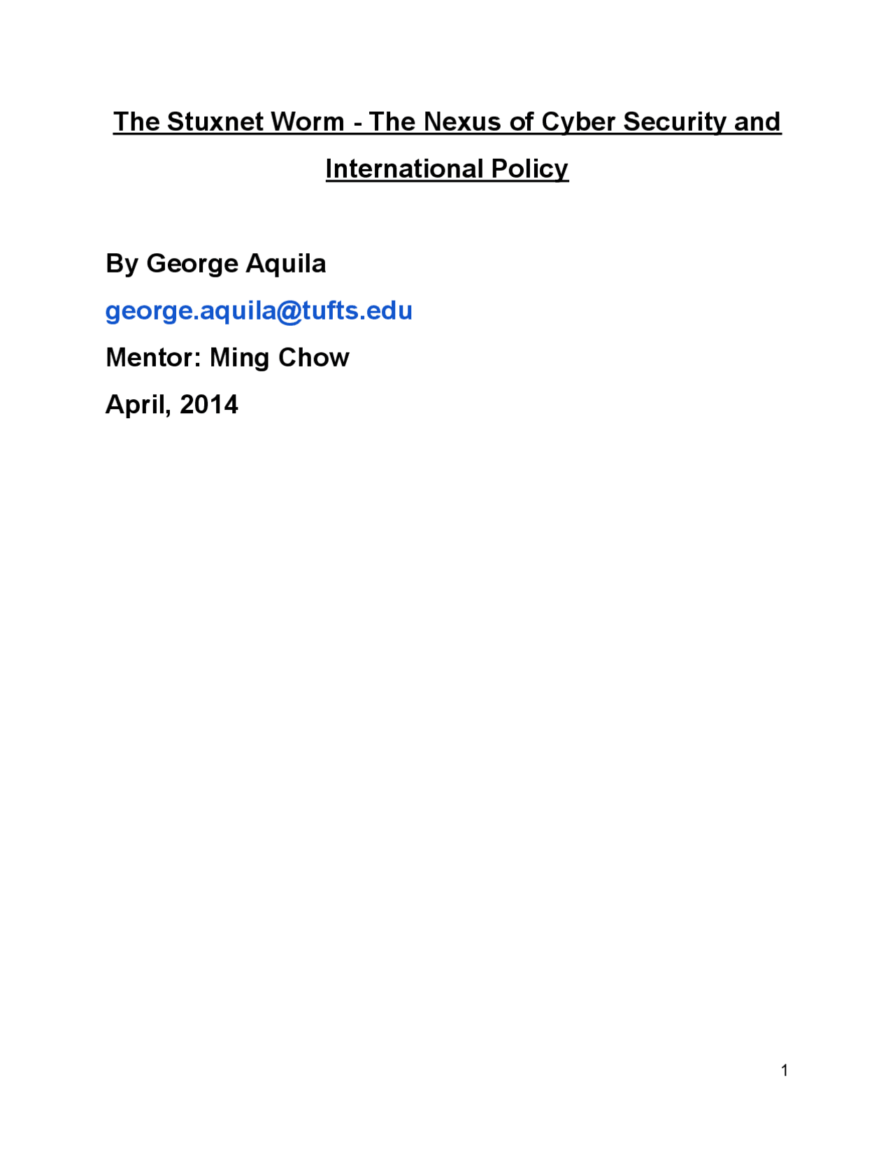 The Stuxnet Worm The Nexus of Cybersecurity - Docsity