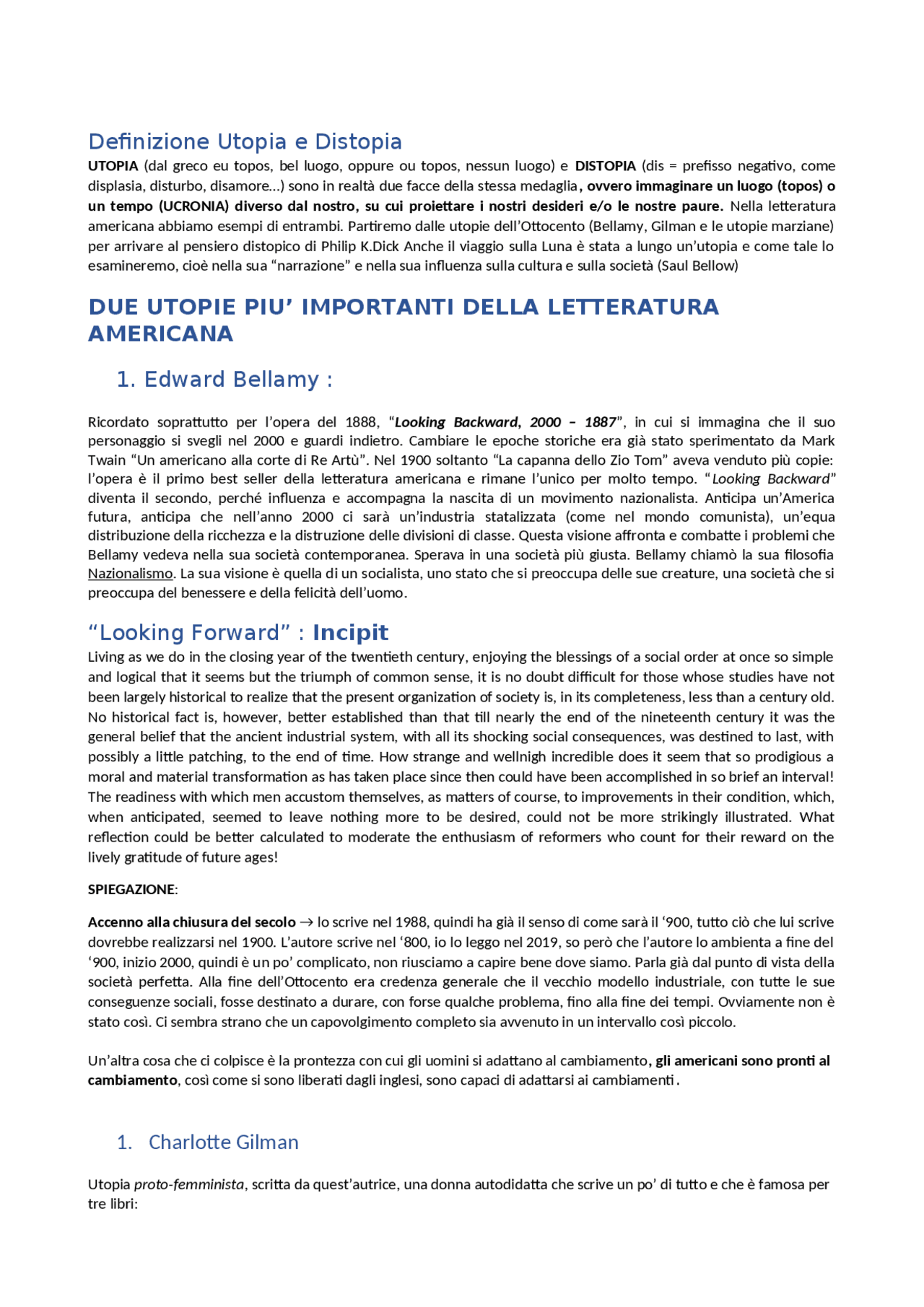 Letteratura Anglo Americana: UTOPIA E DISTOPIA - Docsity