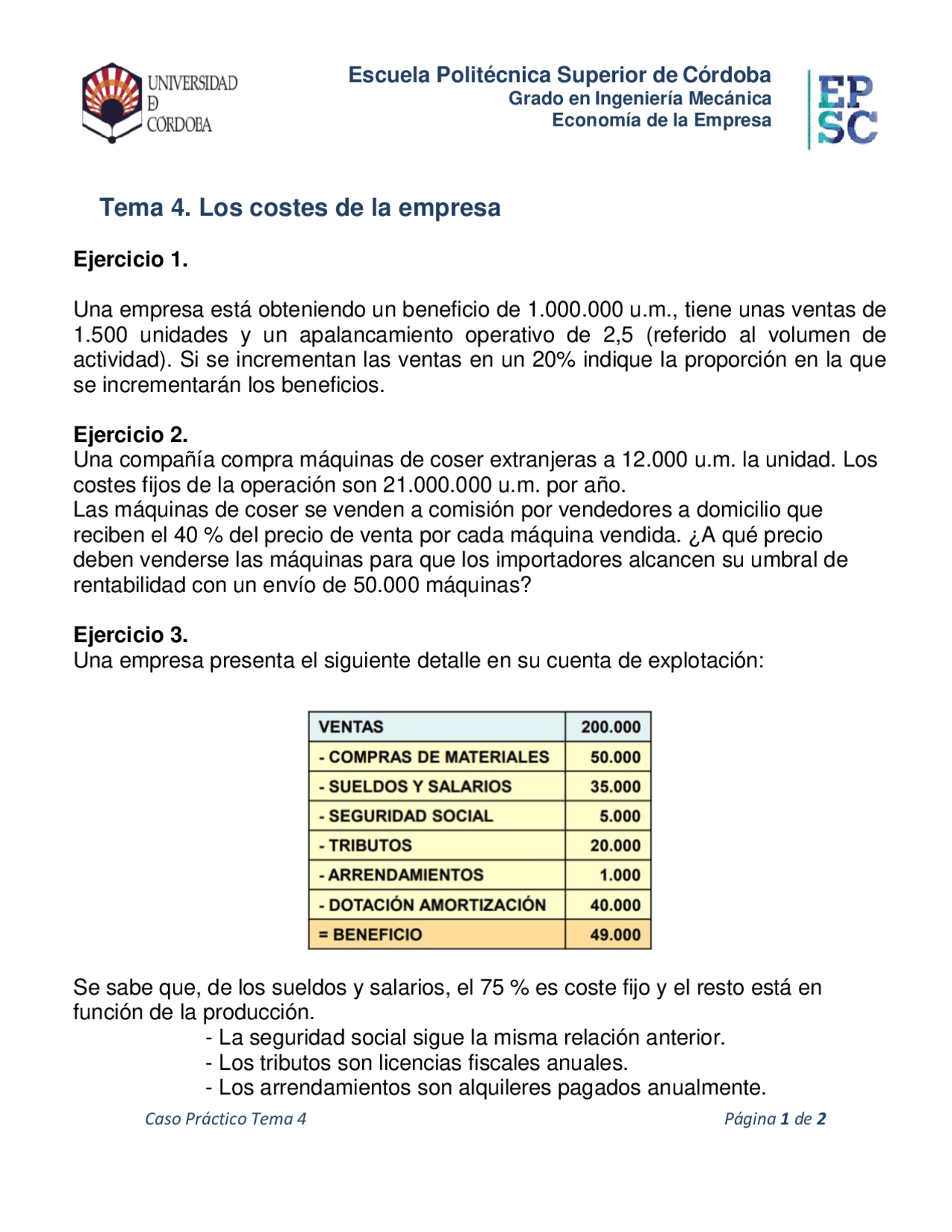Ejercicios De Economía Docsity