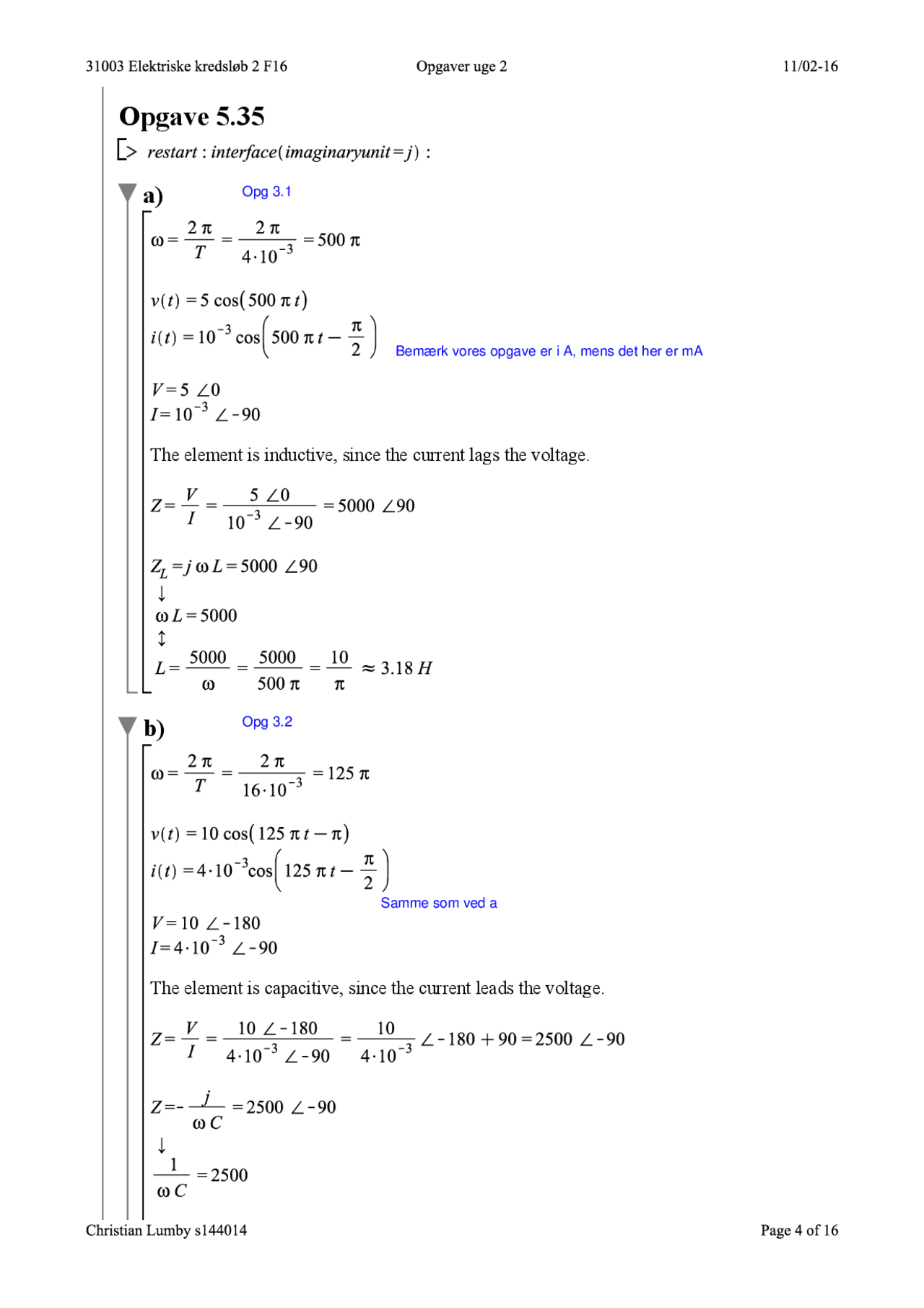 Impedance Of Elements Exercises Electrical Engineering Docsity