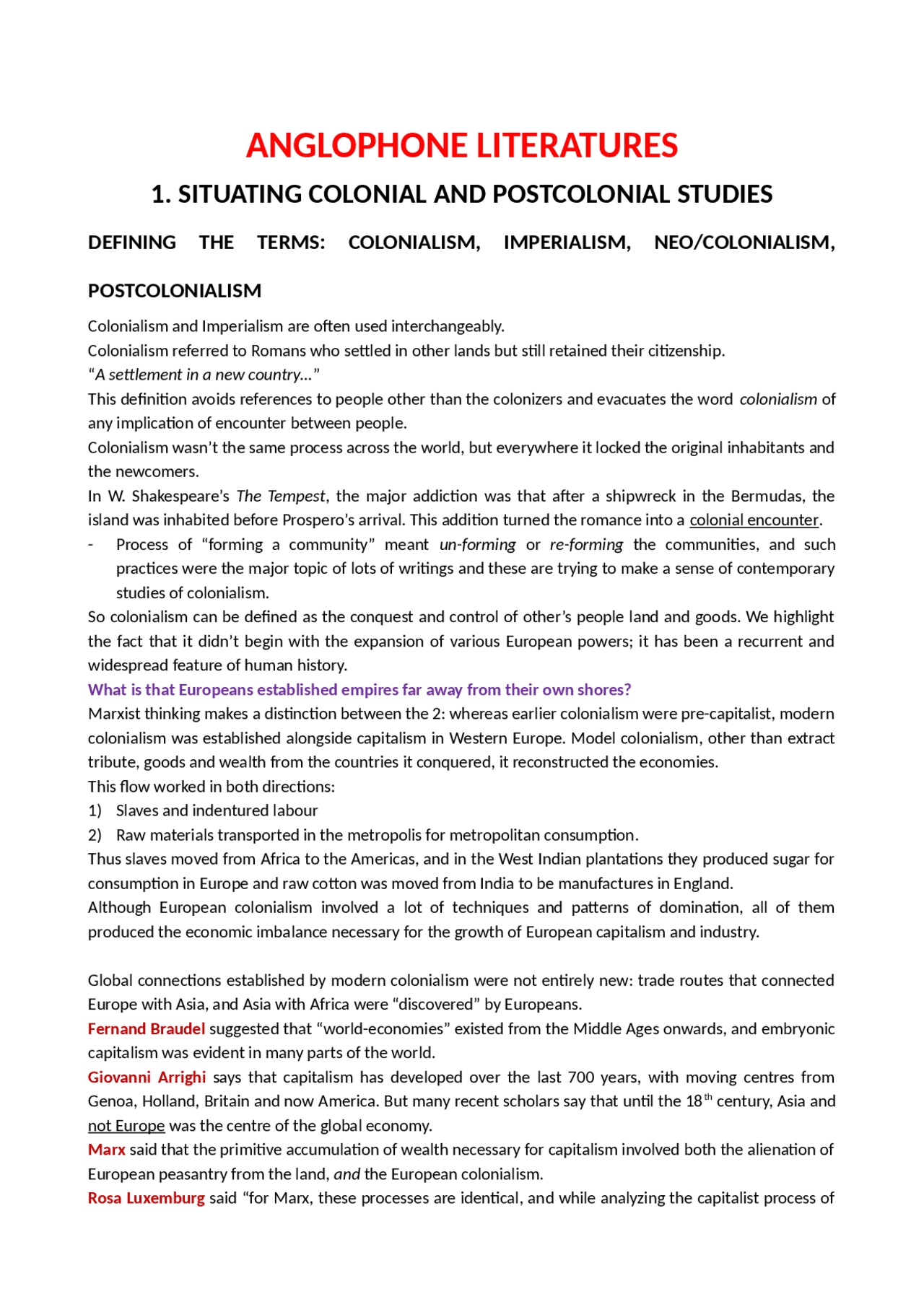 PRIMO CAPITOLO COLONIALISM AND POSTCOLONIALISM -ANIA LOOMBA - Docsity