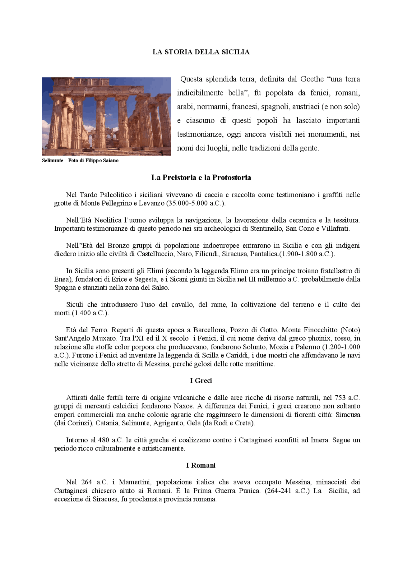 La storia della Sicilia - Docsity