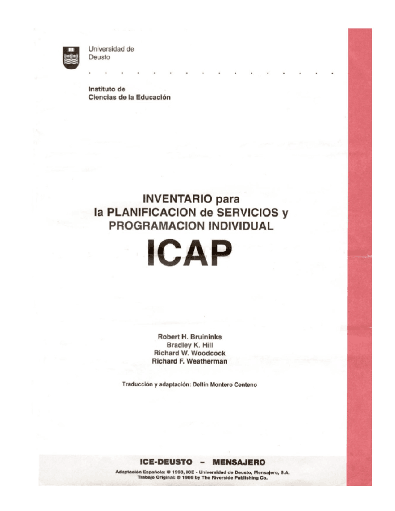 Icap versión española | Exámenes de Evaluación del Desempeño | Docsity