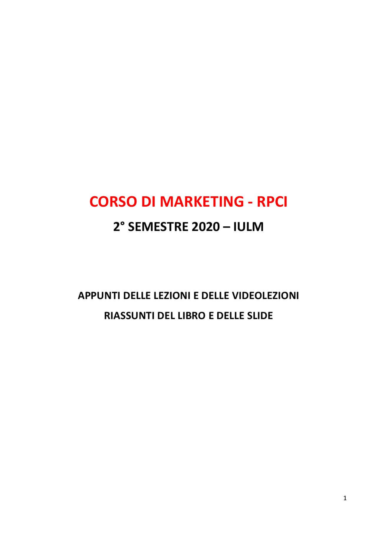 Completo Marketing Iulm Rpci Docsity