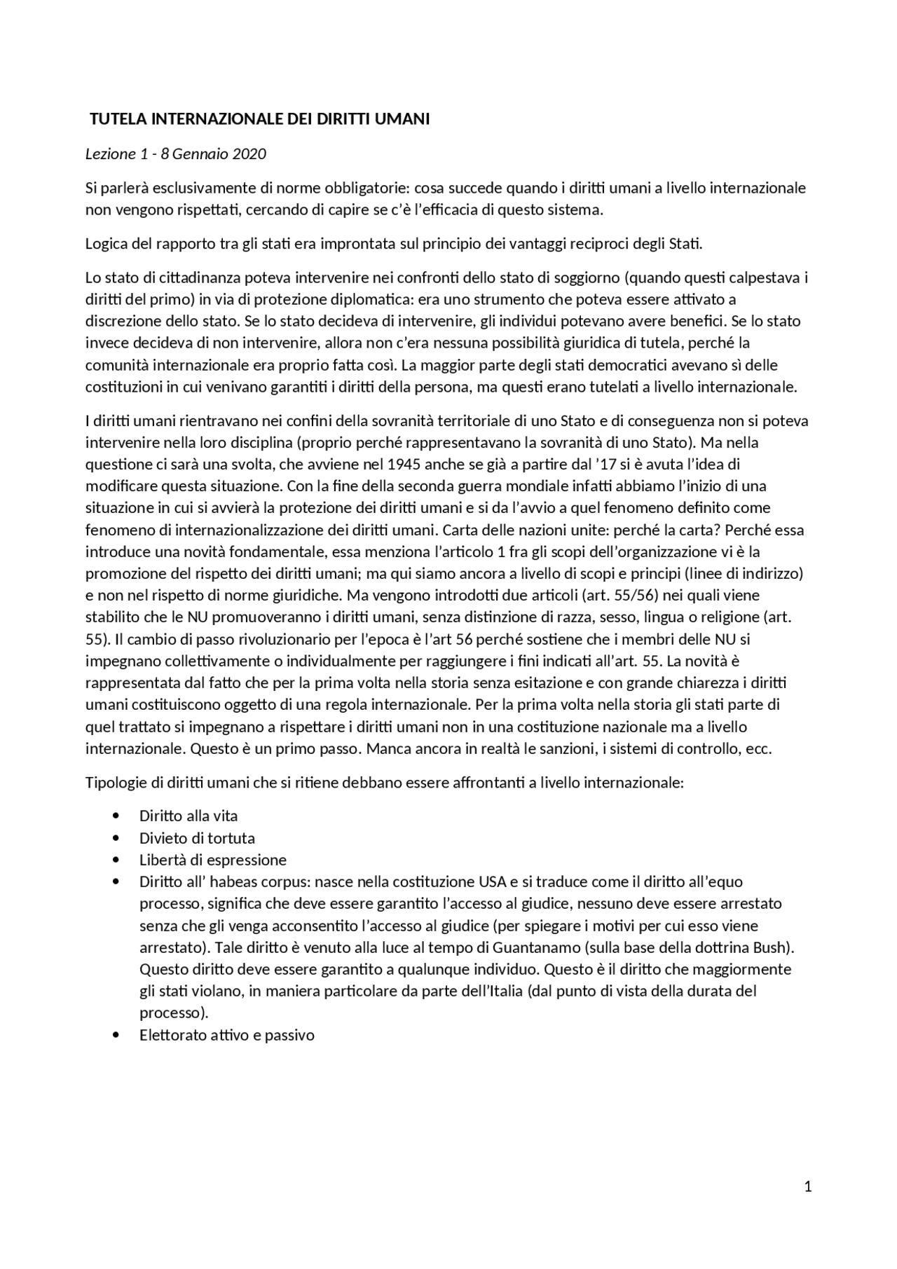Tutela Internazionale Dei Diritti Umani Docsity