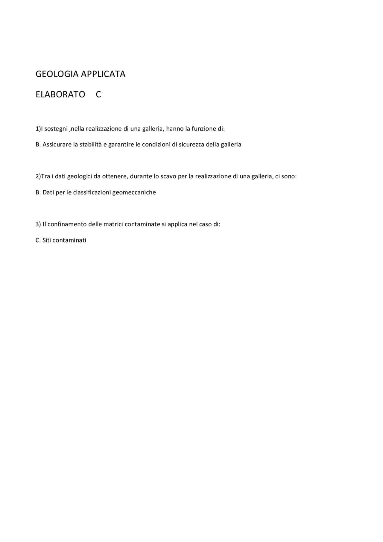 Elaborato C Geologia Ingegneria Unipegaso Docsity