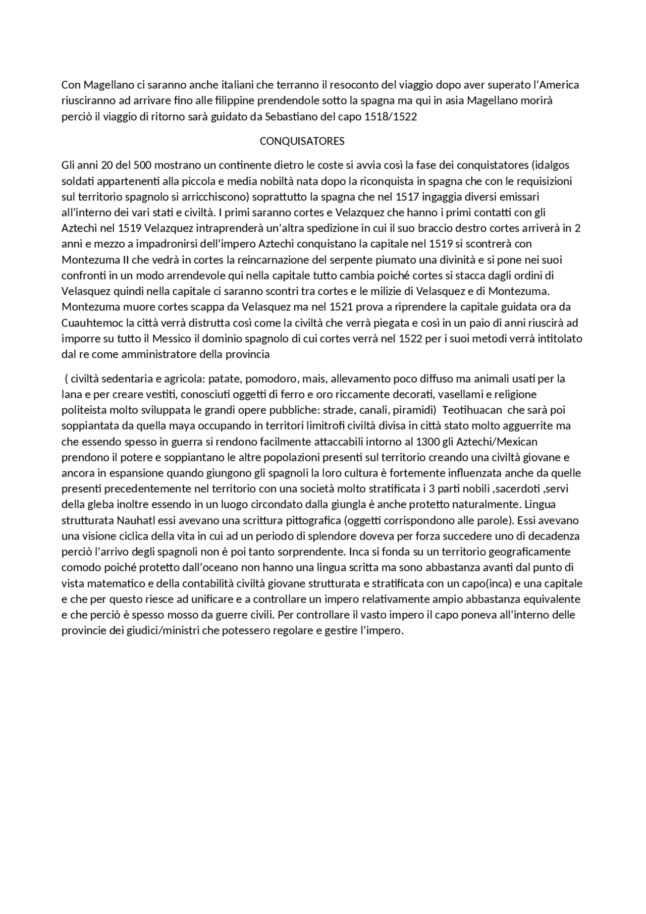 Conquistadores Appunti Brevi Docsity