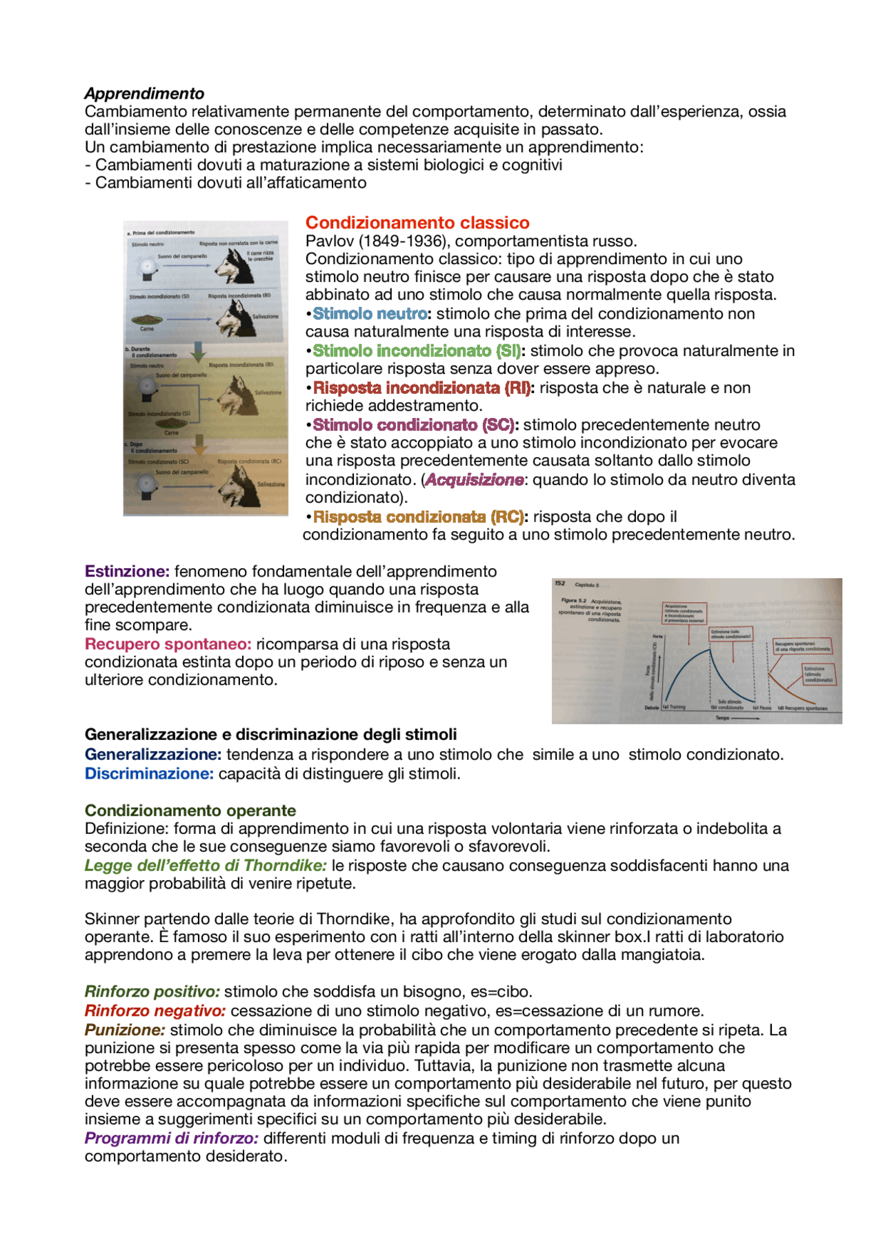 Psicologia Generale Apprendimento Docsity
