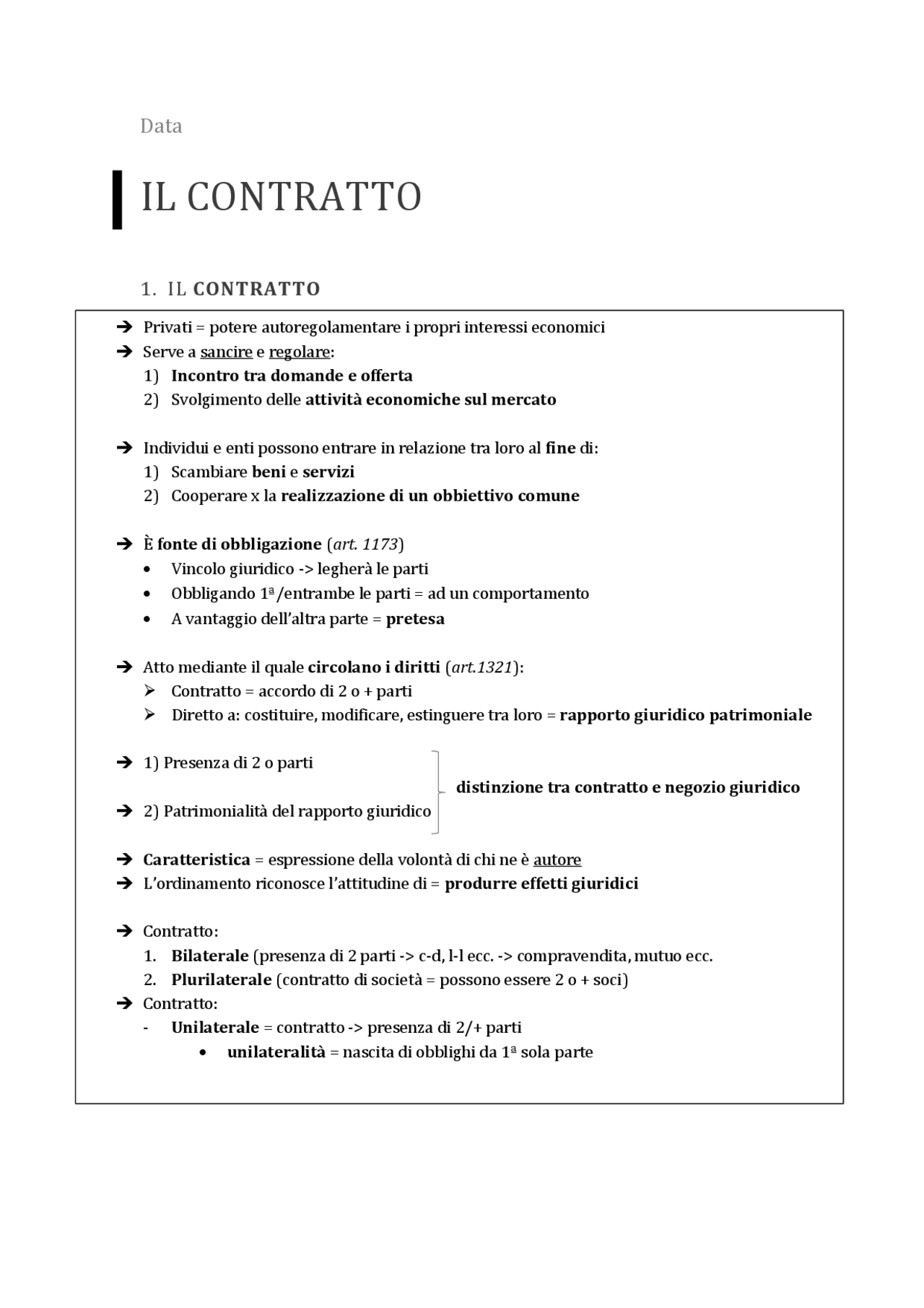 Il Contratto Docsity