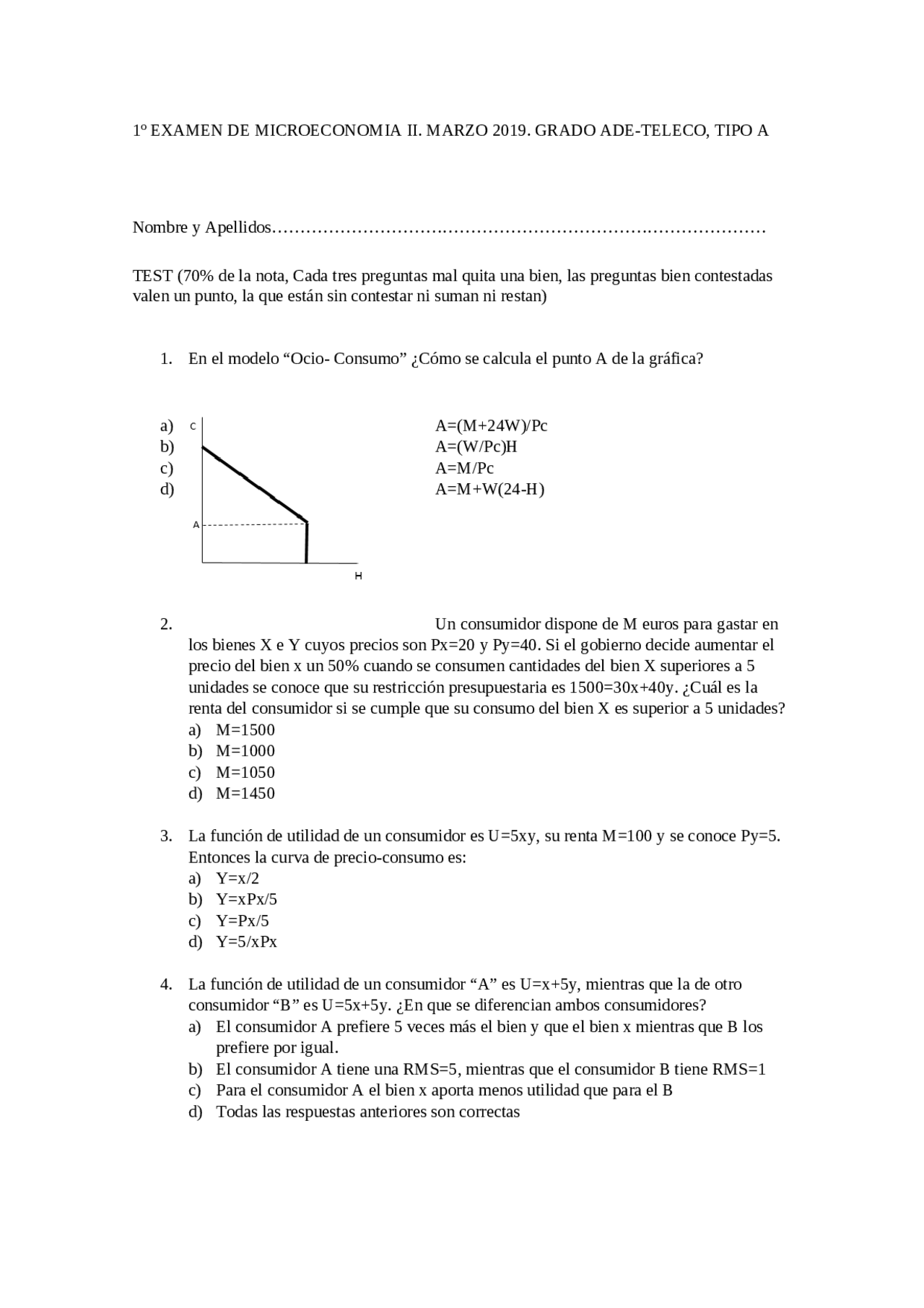 Examen Microeconomía Docsity