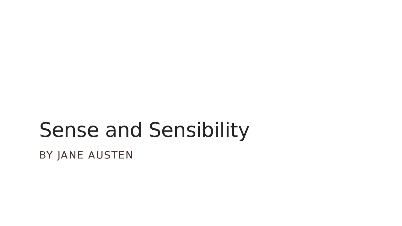 Sense And Sensibility Jane Austen Docsity