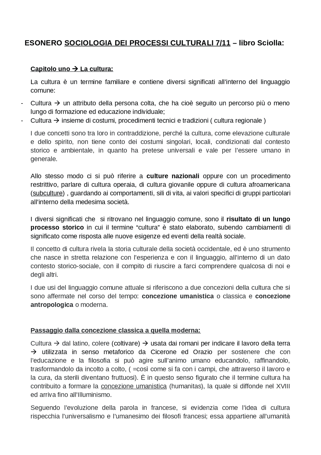 Capitolo 1 Sociologia Dei Processi Culturali Sciolla Docsity