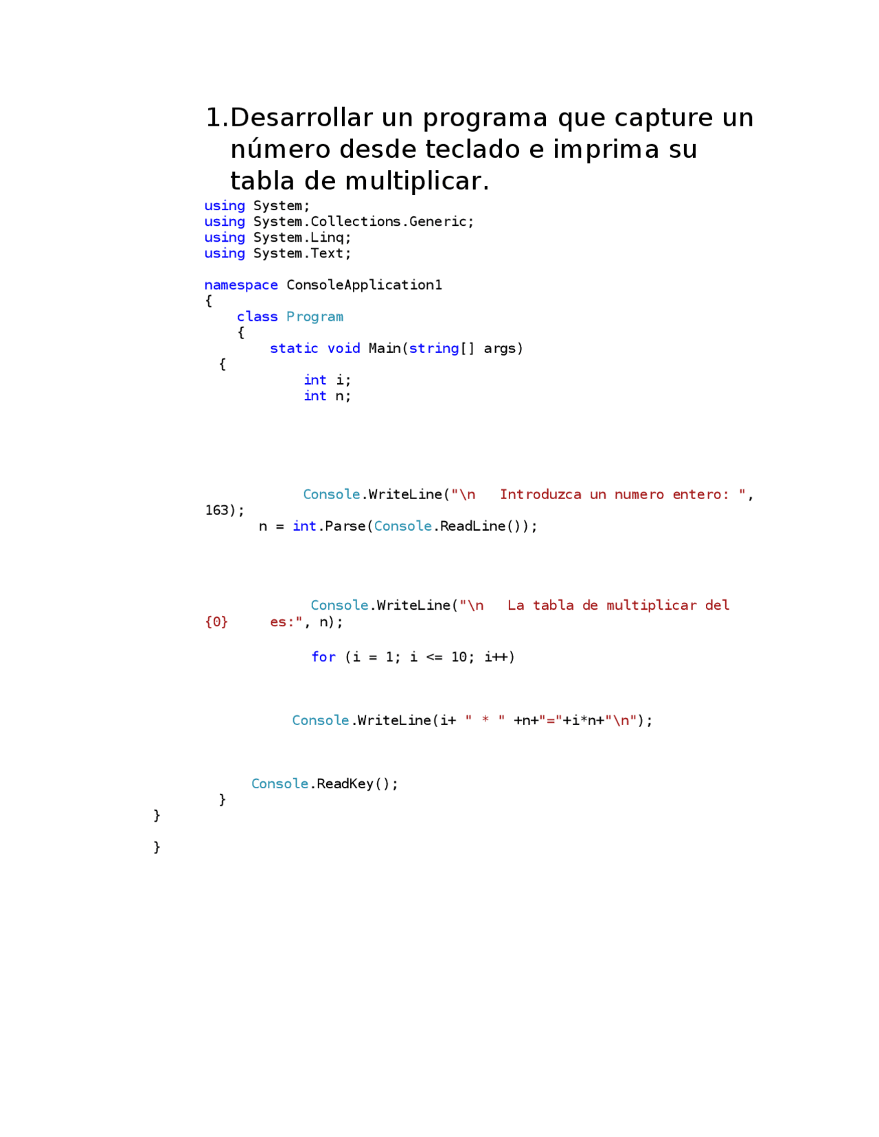Programación Estructurada Ejercicios De Programación C Docsity