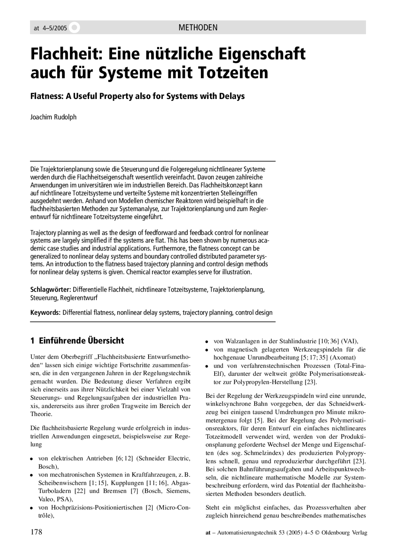 Flachheit: Eine nützliche Eigenschaft auch für Systeme mit Totzeiten ...