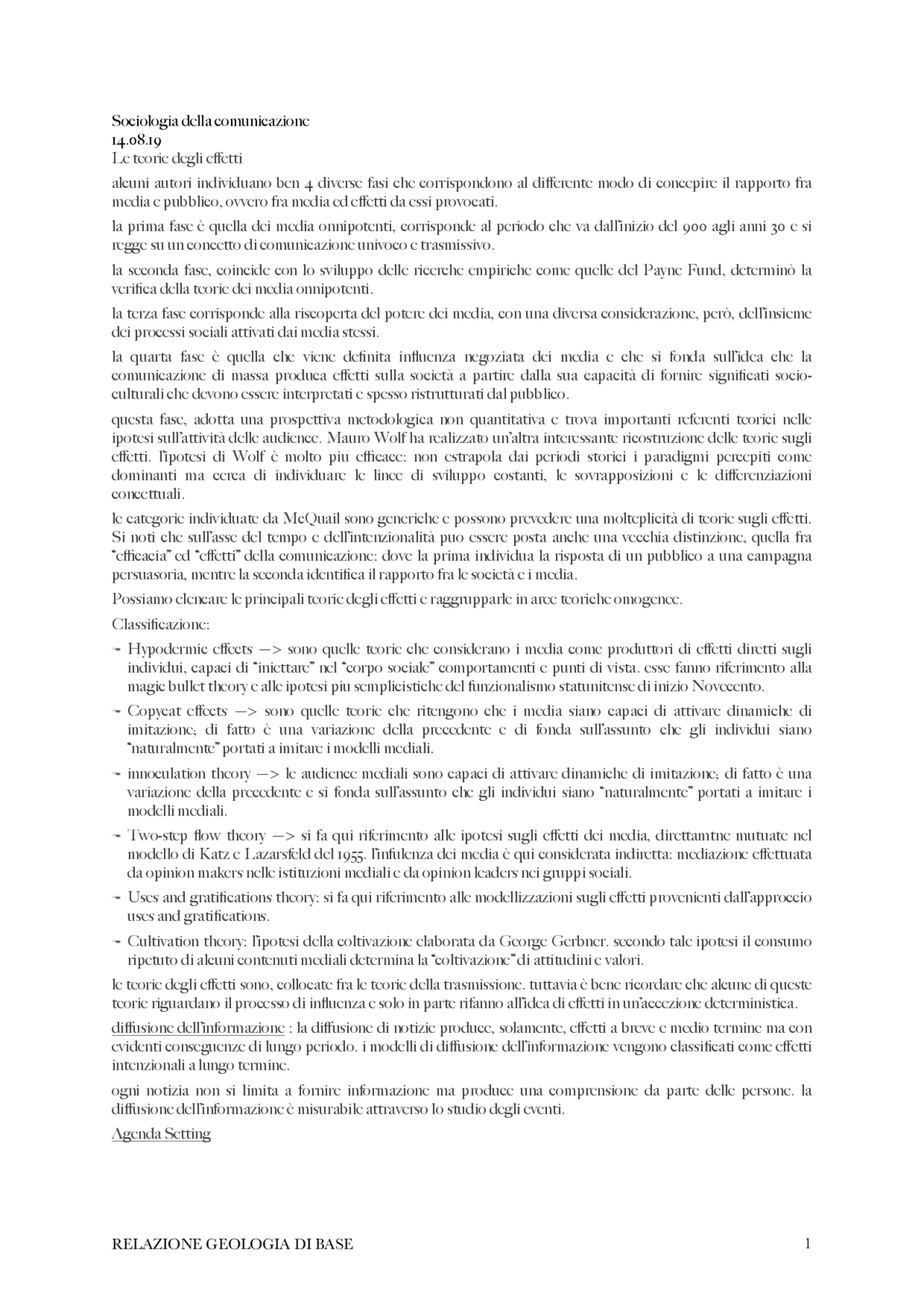 Riassunto sociologia della comunicazione e dei mass media - Docsity