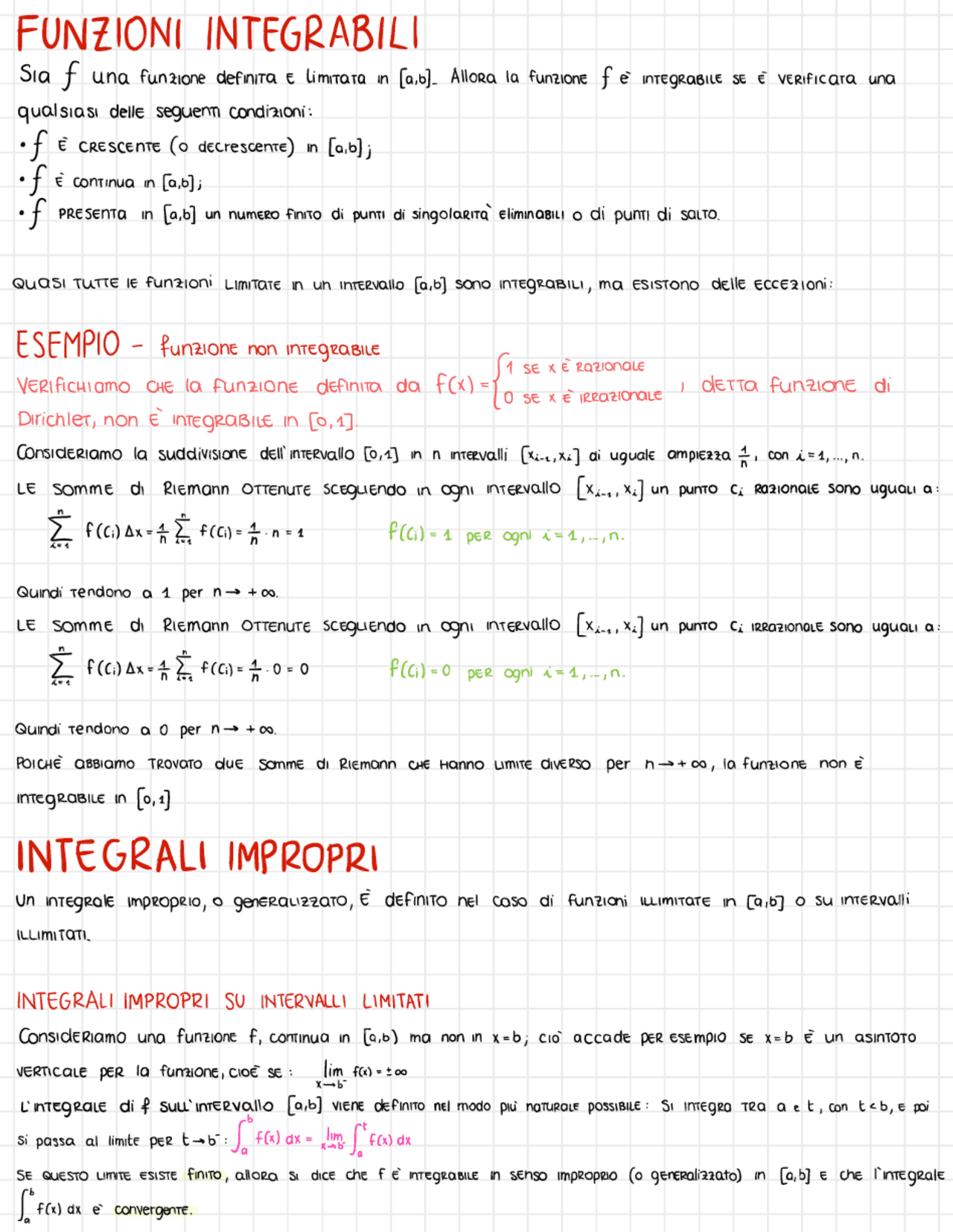 Schemi sugli integrali definiti - Parte 2 - Docsity
